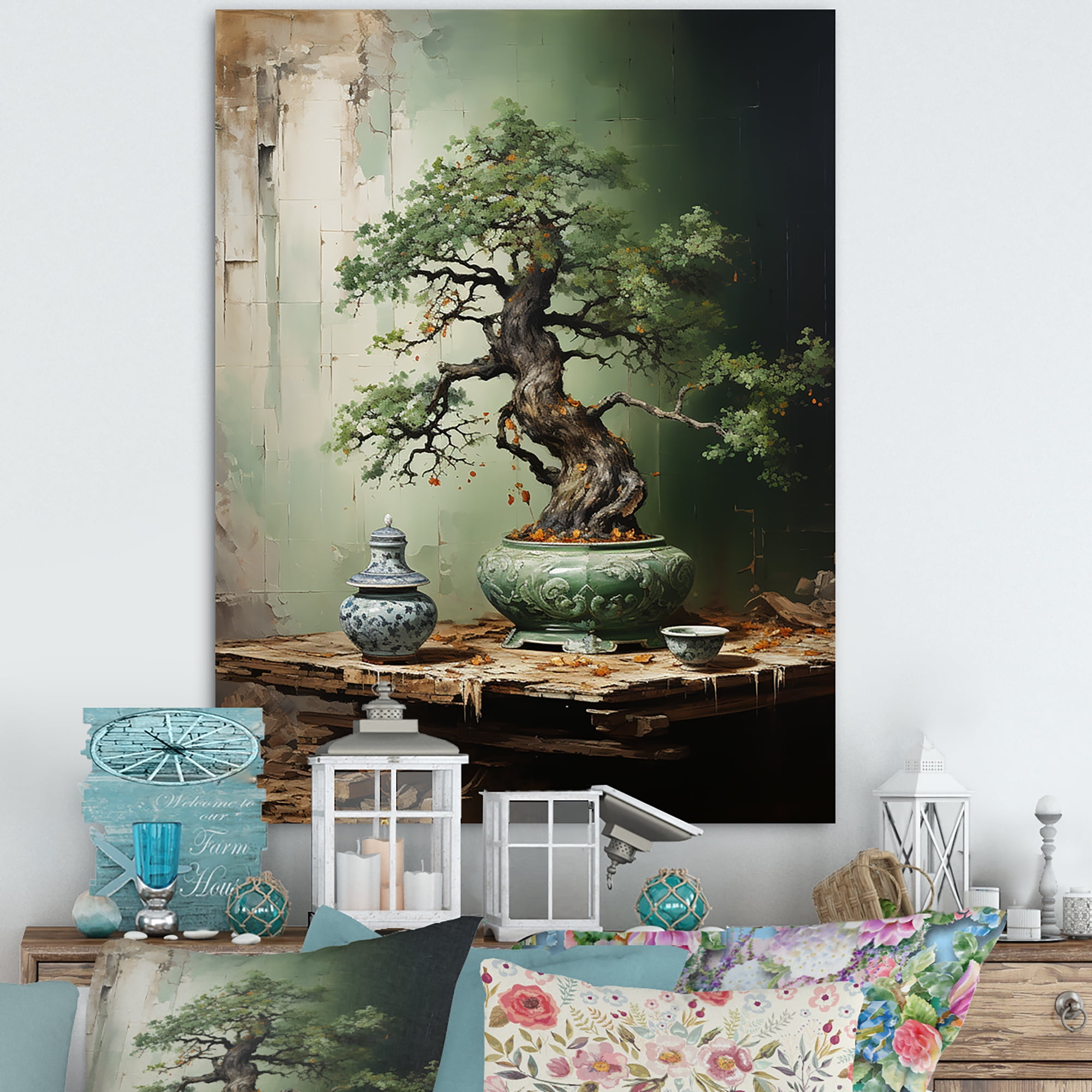 Designart "Ancient Bonsai in Miniature Form I" Landscapes Canvas Wall ...