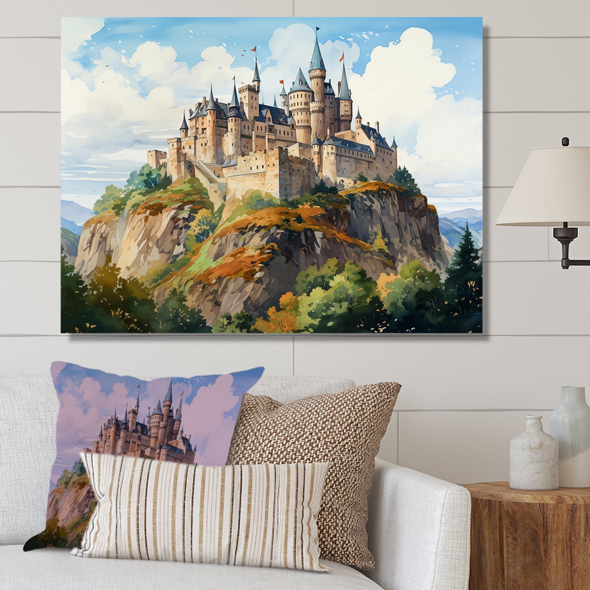 Designart "Ancient Castle Harmony in Mountainous Terrain" Architecture ...