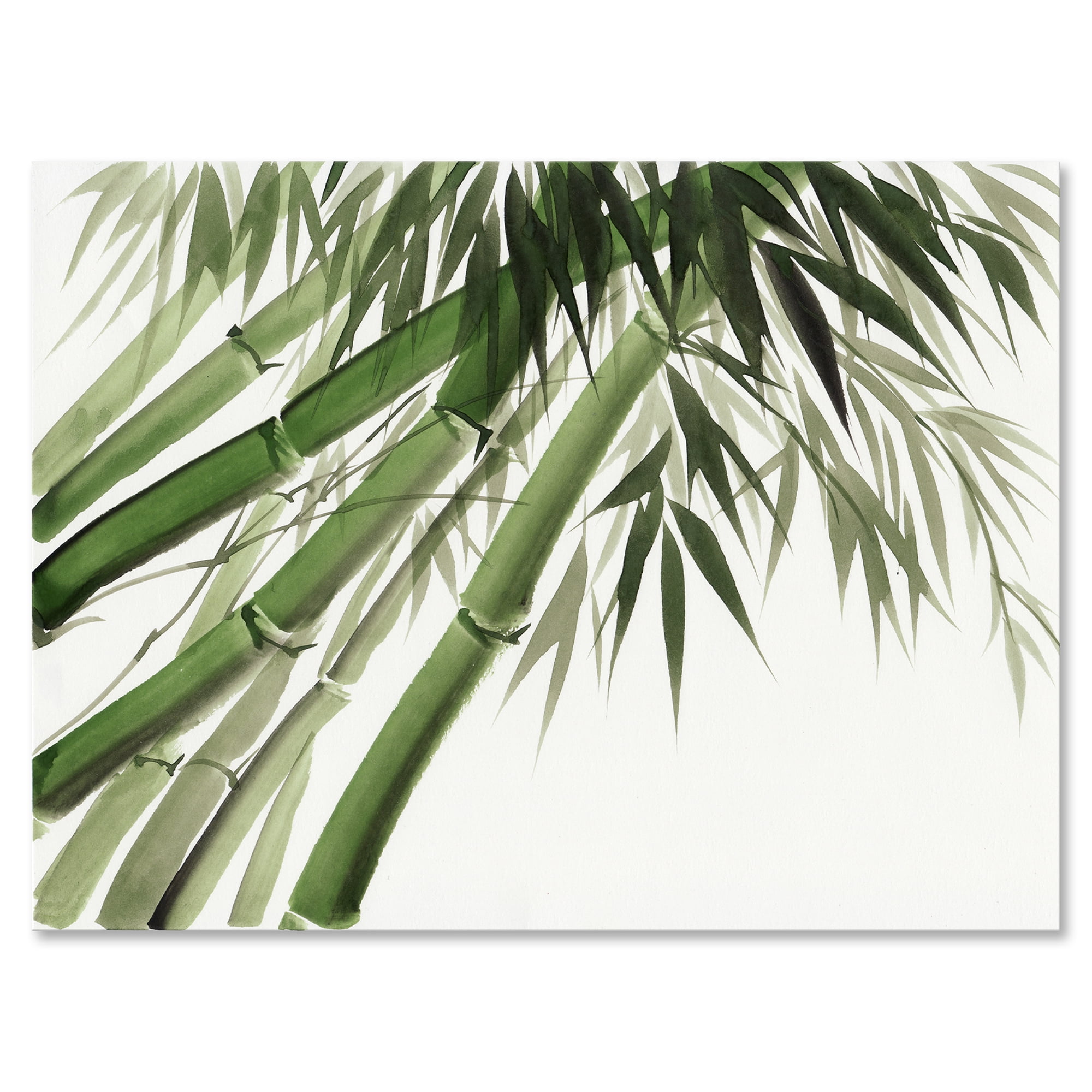 Designart ' Ancient Dark Green Bamboo ' Traditional Canvas Wall Art ...