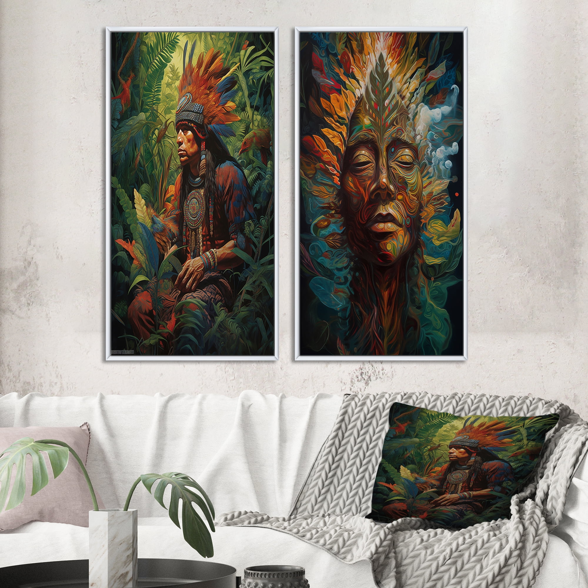 Designart "Ancient Wisdom of the Amazon Shaman II" Folk Religion Framed ...