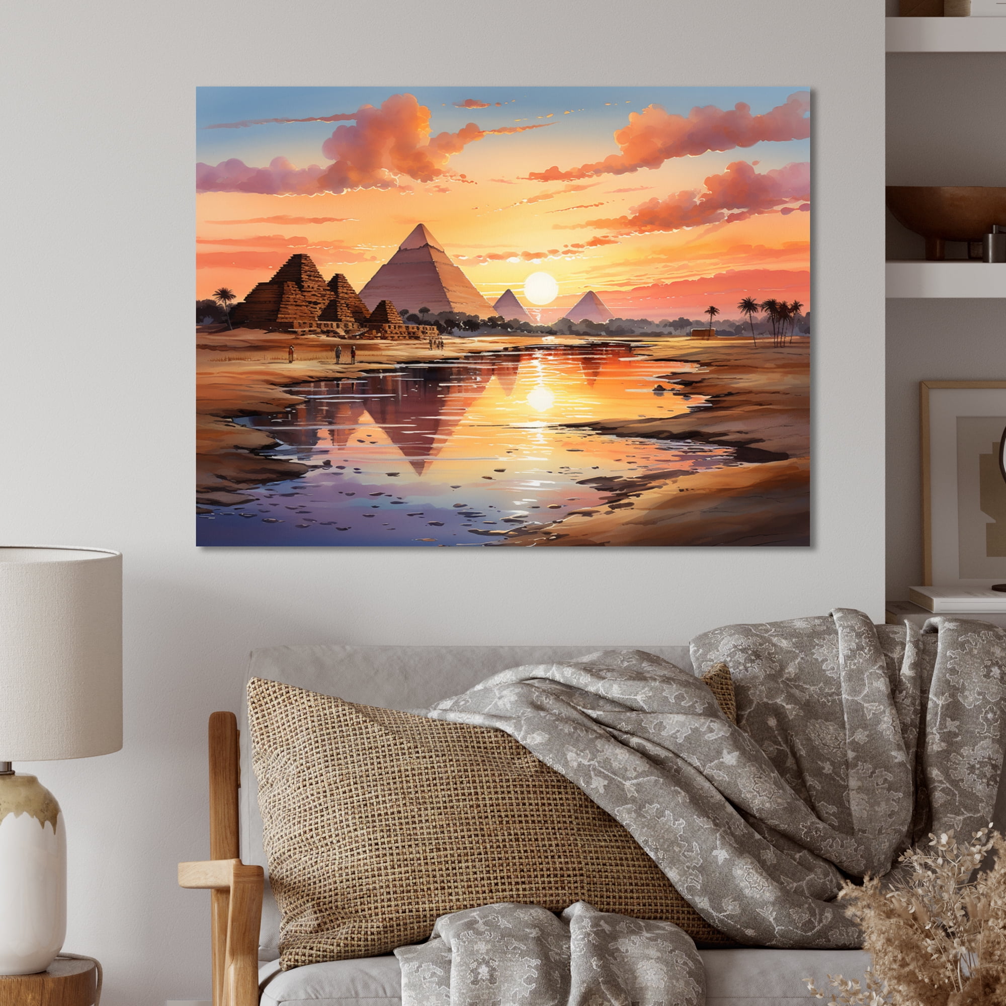 Designart "Ancient Wonders of the Egyptian Pyramids I" Landscapes Metal ...