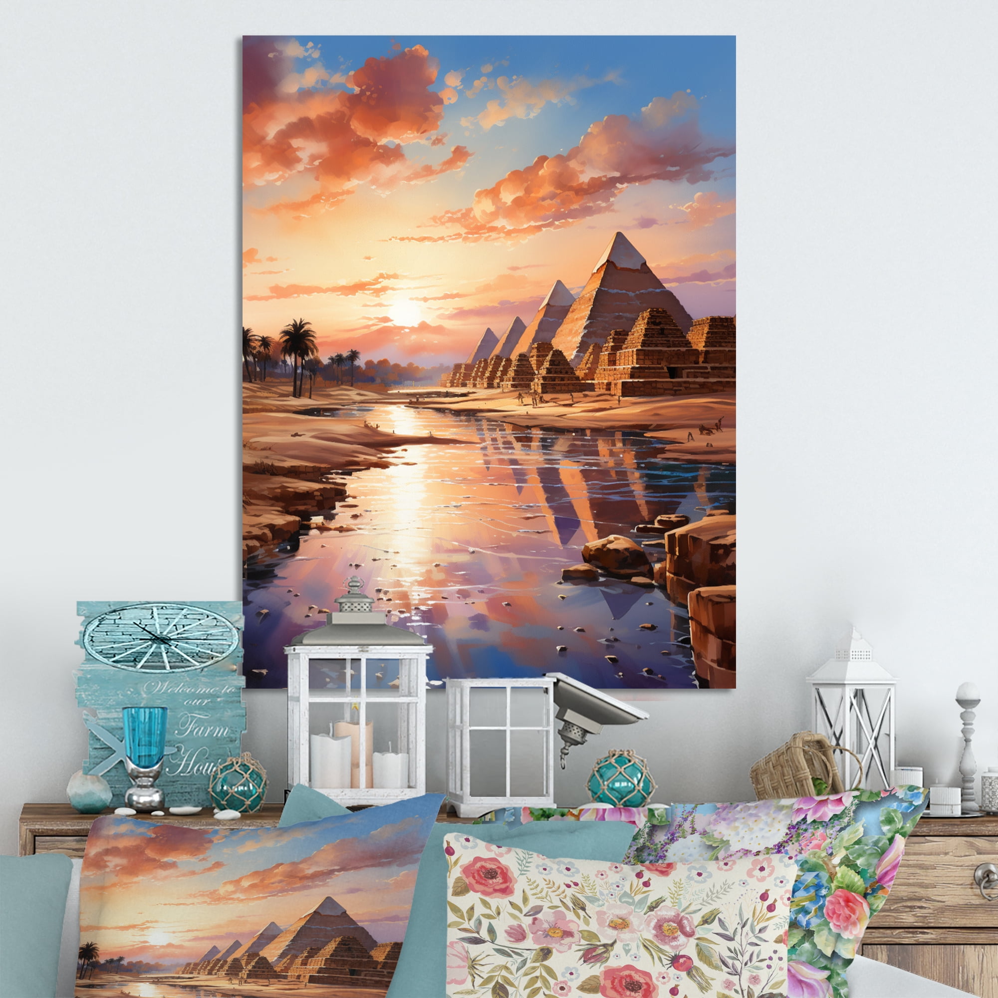 Designart "Ancient Wonders of the Egyptian Pyramids III" Landscapes ...