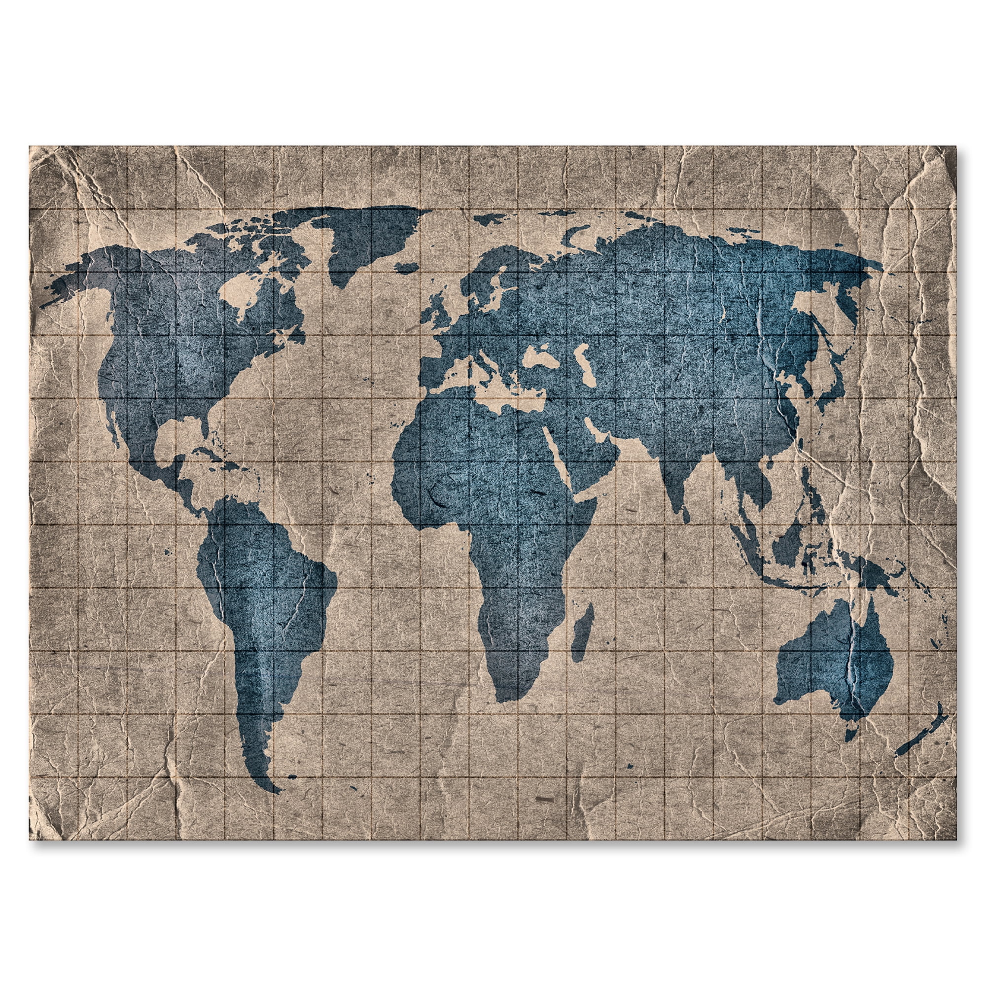 Designart Ancient World Map I Canvas Wall Art Print - Blue/Brown ...