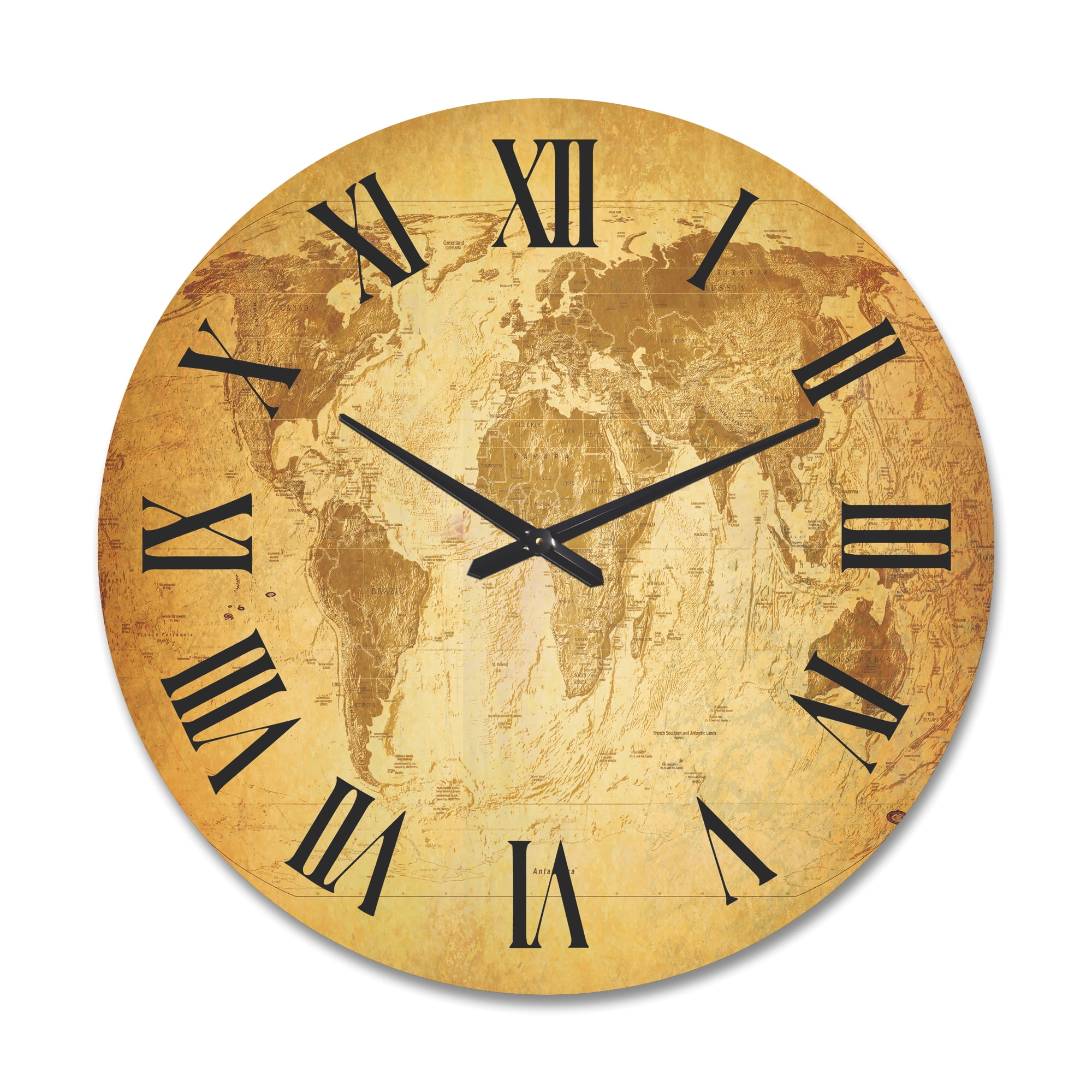 Designart 'Ancient World Map X' Vintage Wood Wall Clock - Walmart.com