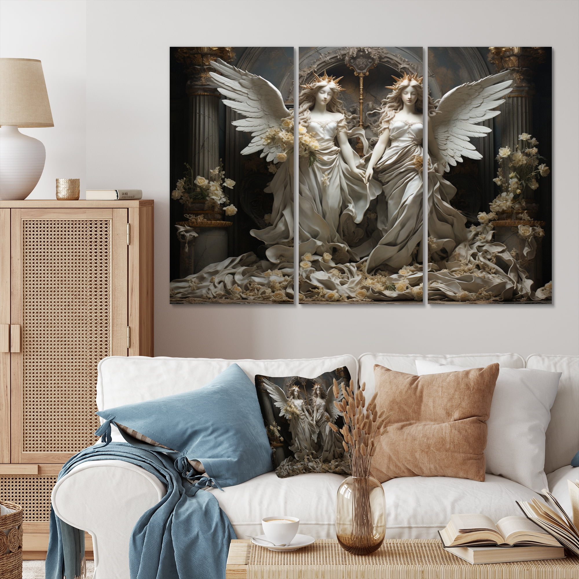 Designart "Angel Guardians in the Church II" Spiritual Metal Wall Decor ...