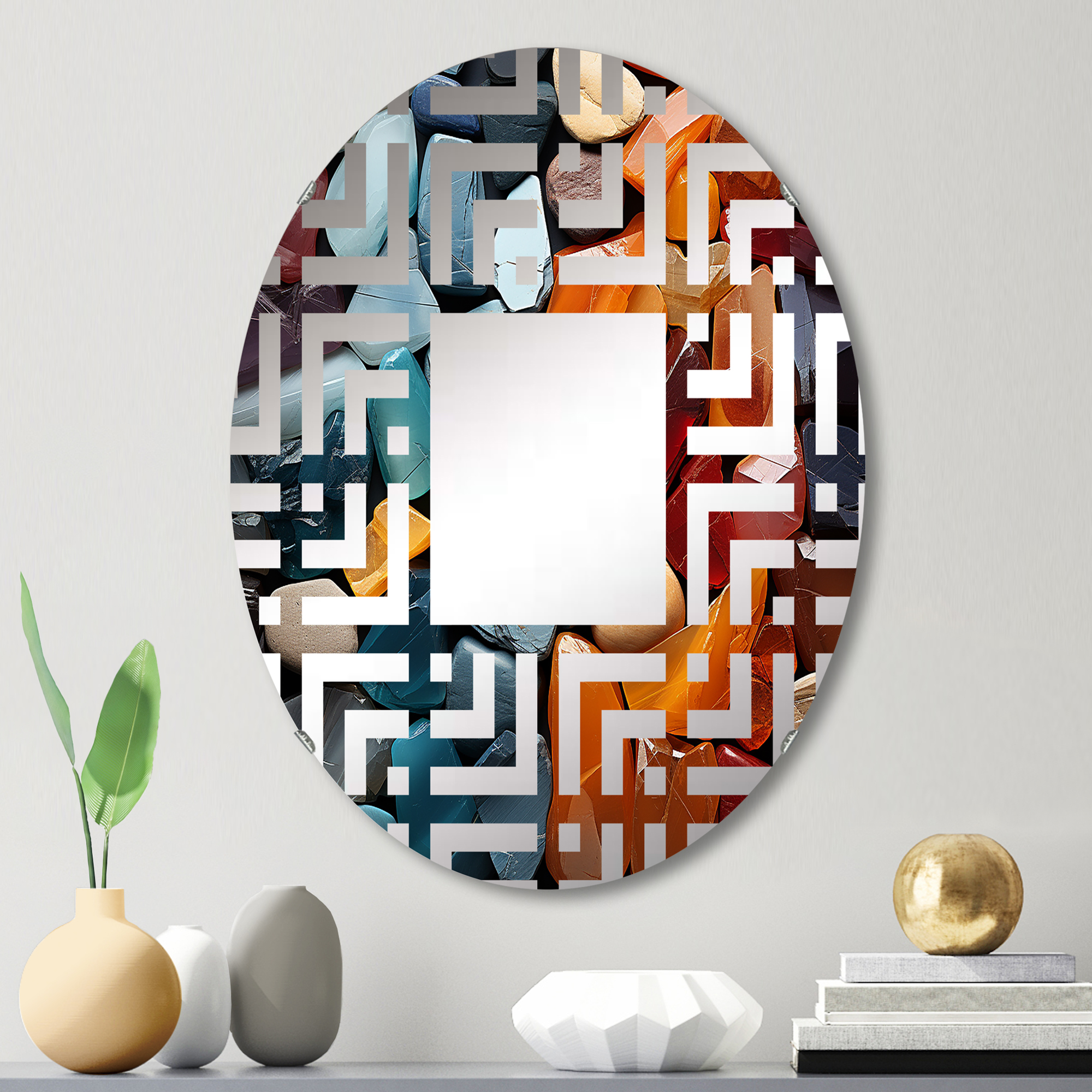 Designart "Angelic Stone Healing Power II" Spiritual Stone Maze Round ...