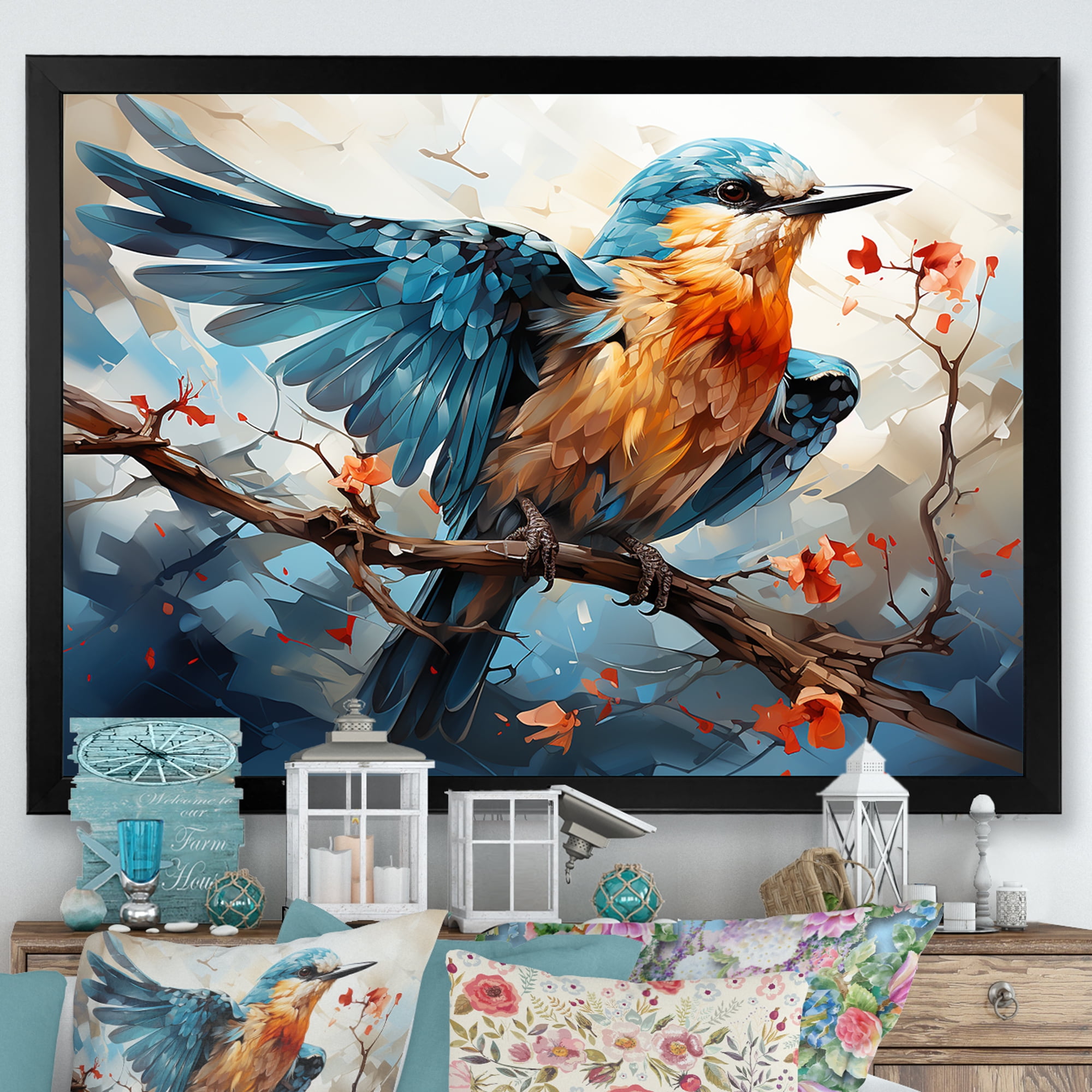 Designart "Angular Avians In Abstract Sky I" Animals Bird Picture ...