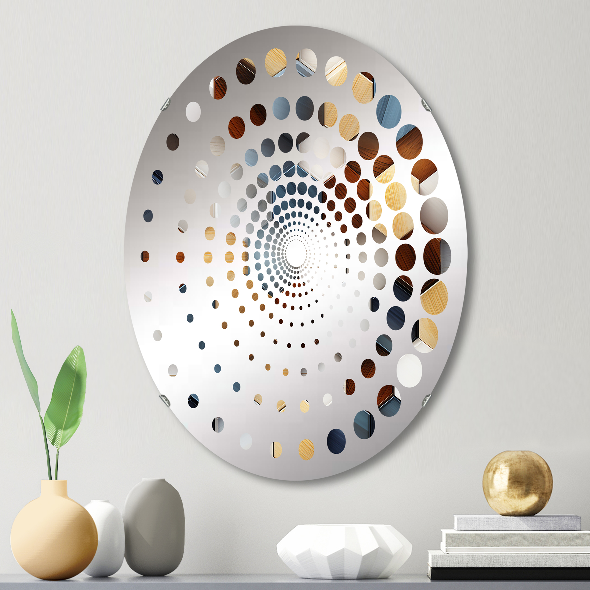 Designart "Angular Hexagons in Orange and Grey III" Geometric Spiral ...