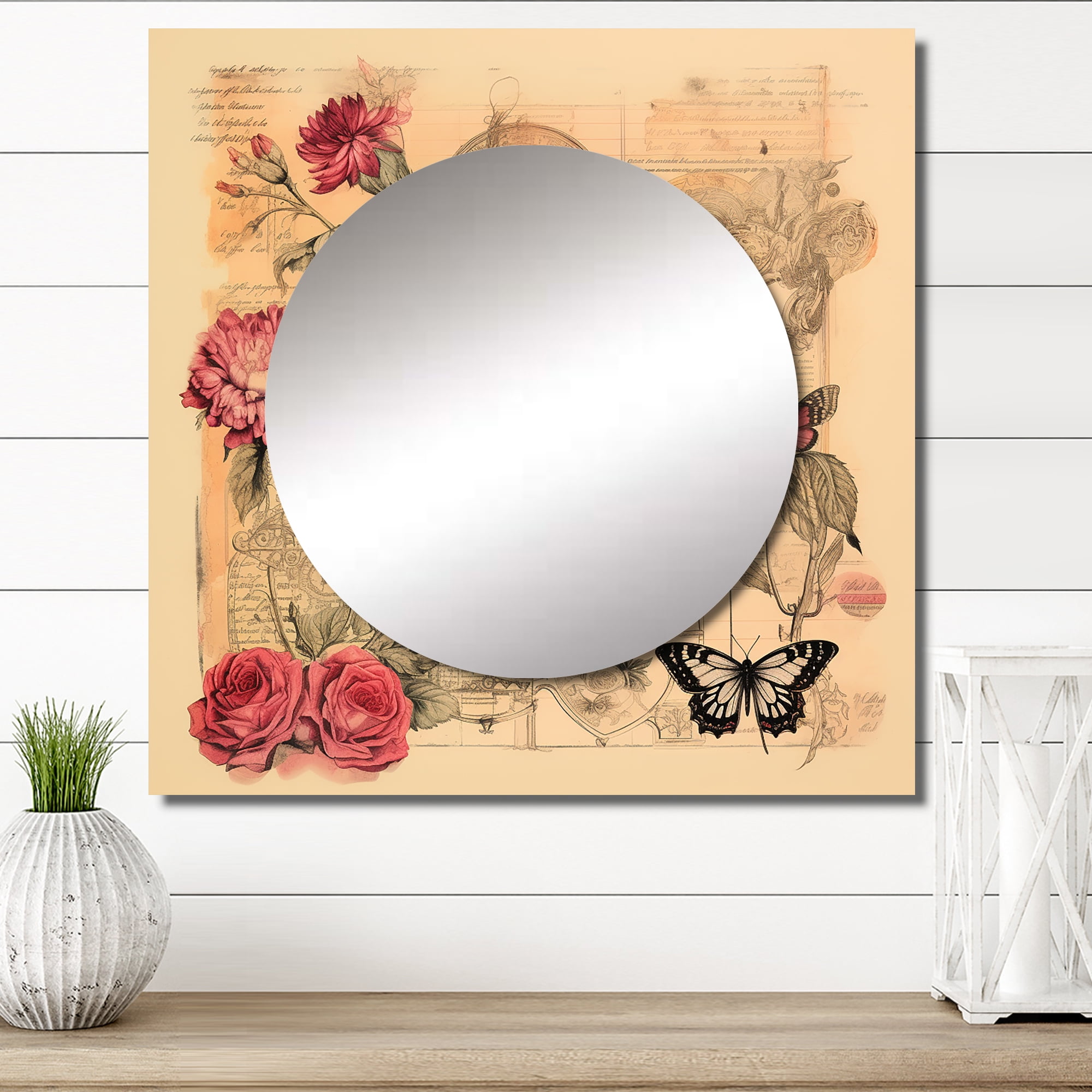 Designart "Antique Depiction Of Romantic Rosy Moth" Animals Butterfly ...