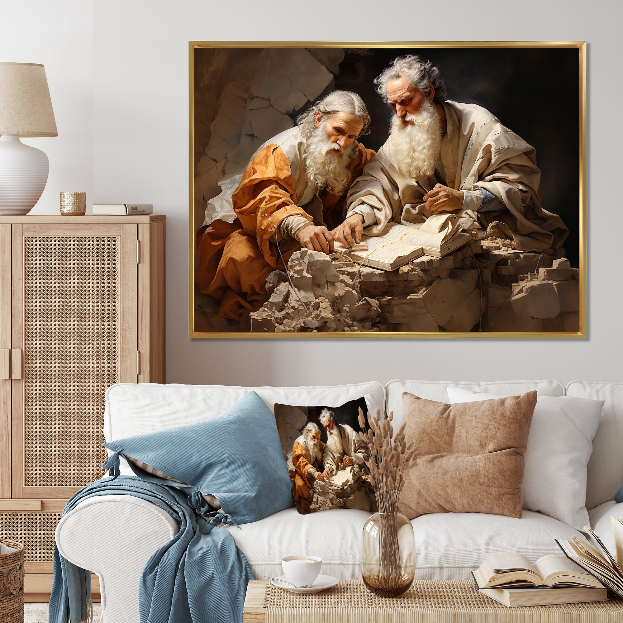 Designart "Apostolic White Christian Art" Christianity Floater Framed ...