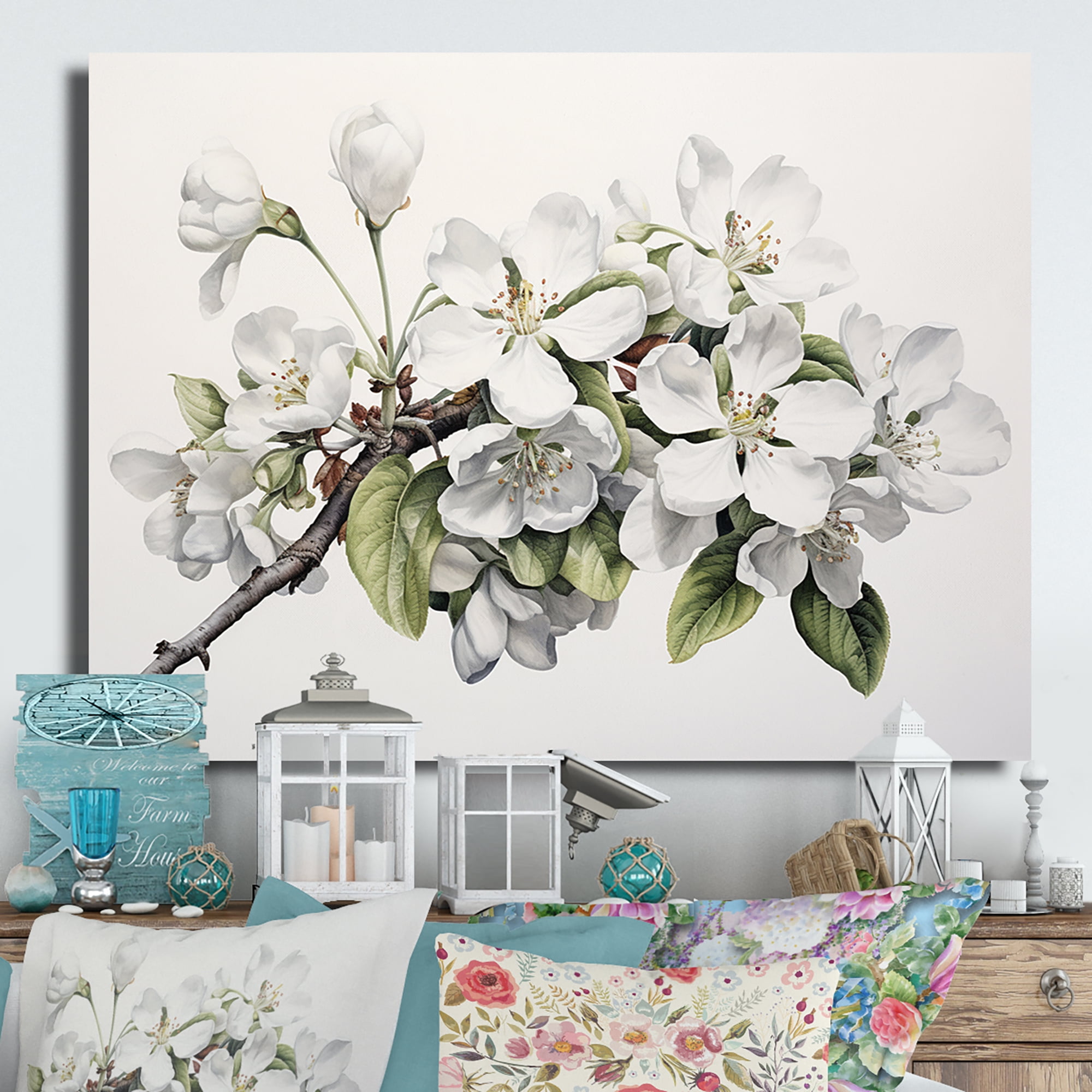 Designart "Apple Blossom Monochromatic gracefulness XXVIII" Apple ...