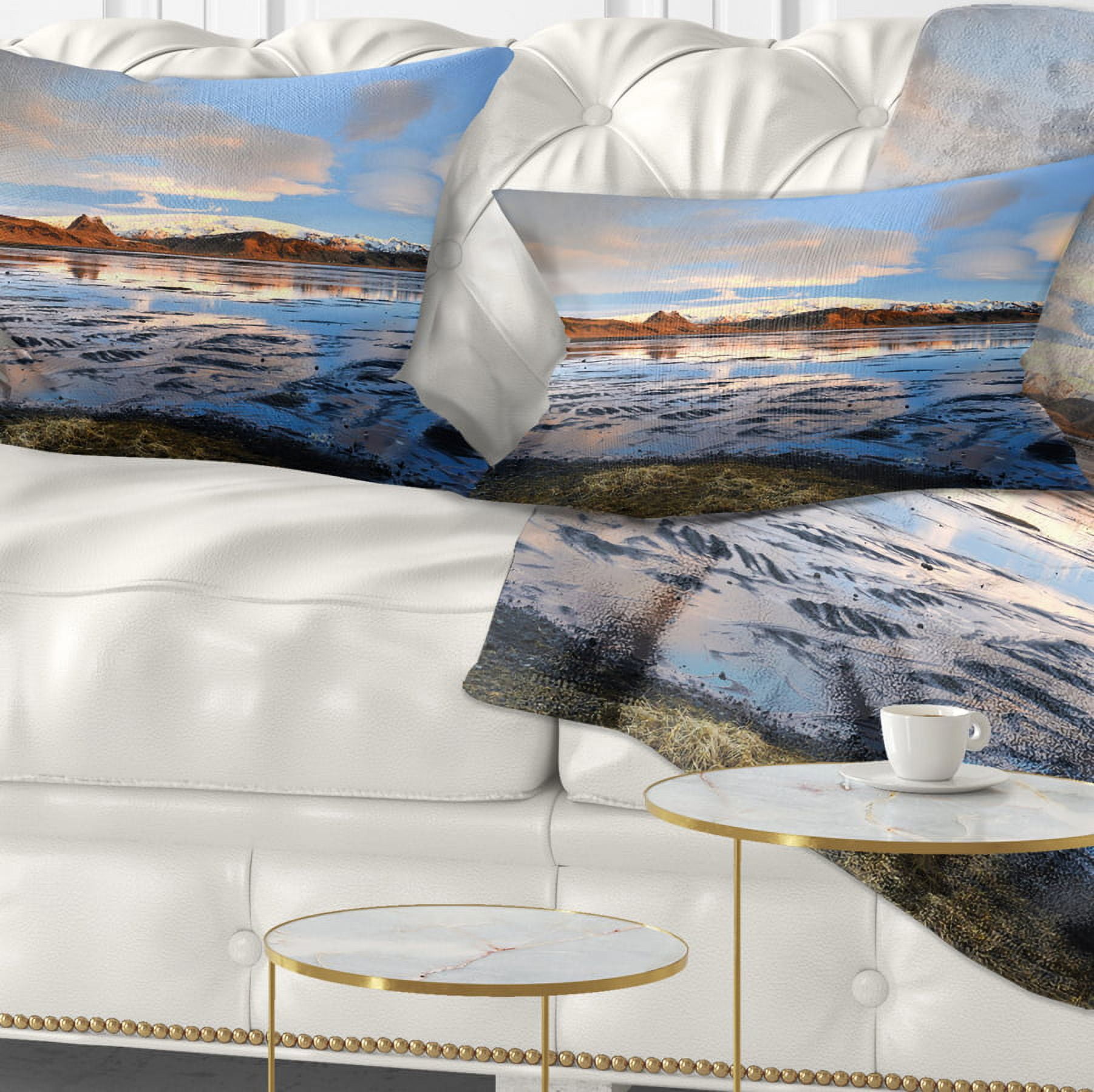 Designart Approach To Dyrholaey Durign Sunrise - Seashore Throw Pillow ...
