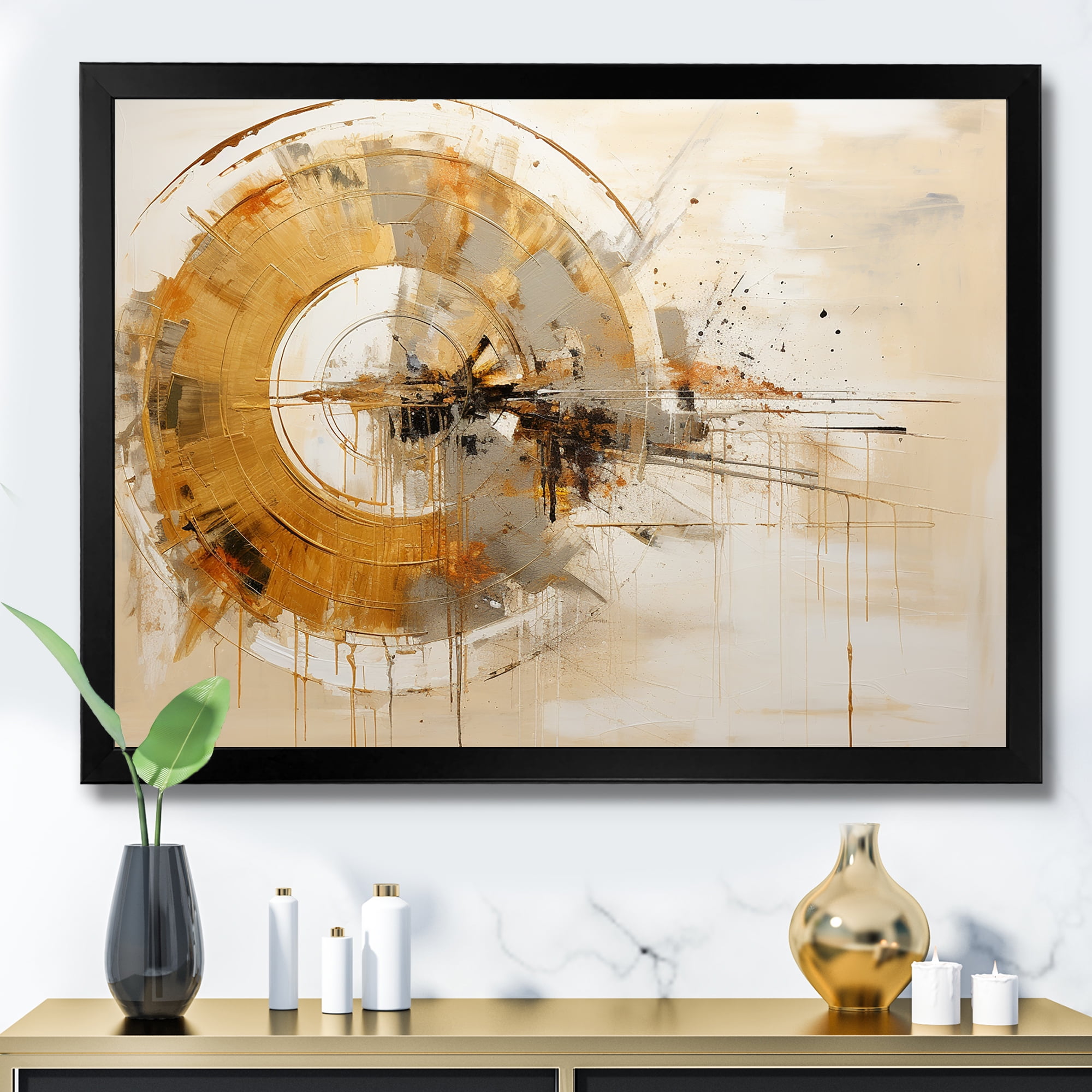 Designart "Archery Collage In Beige Abstract I" Abstract Collages ...
