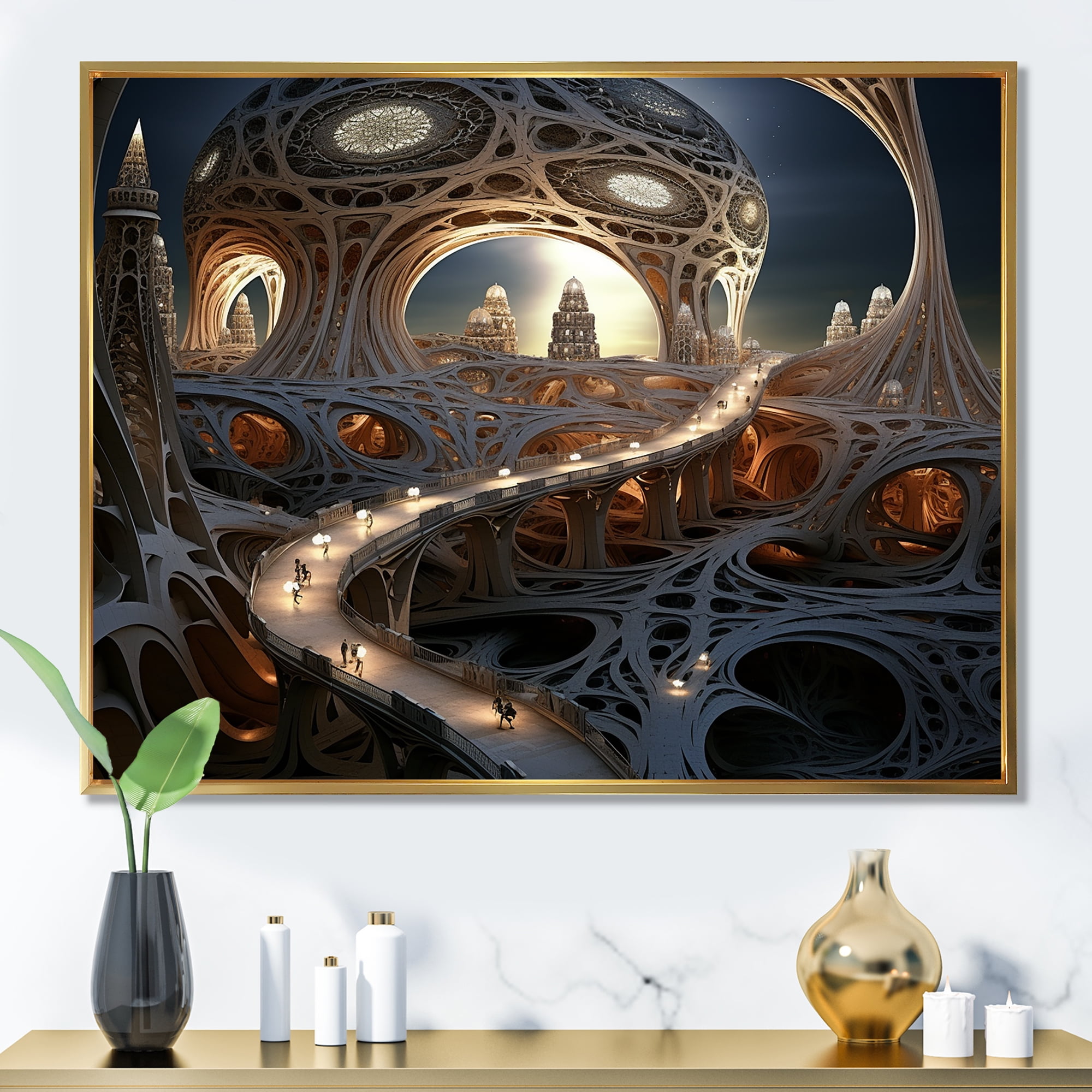 Designart "Architectural Fantasia Surreal Fractal III" Landscapes ...