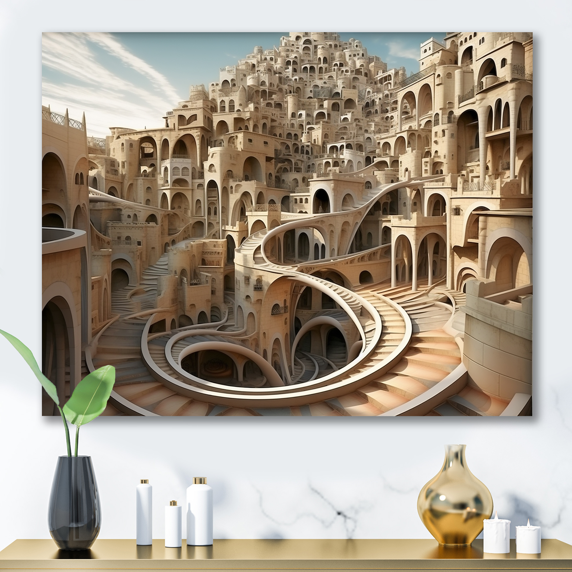 Designart "Architectural Fantasia Surreal Fractal VI" Landscapes Wall ...
