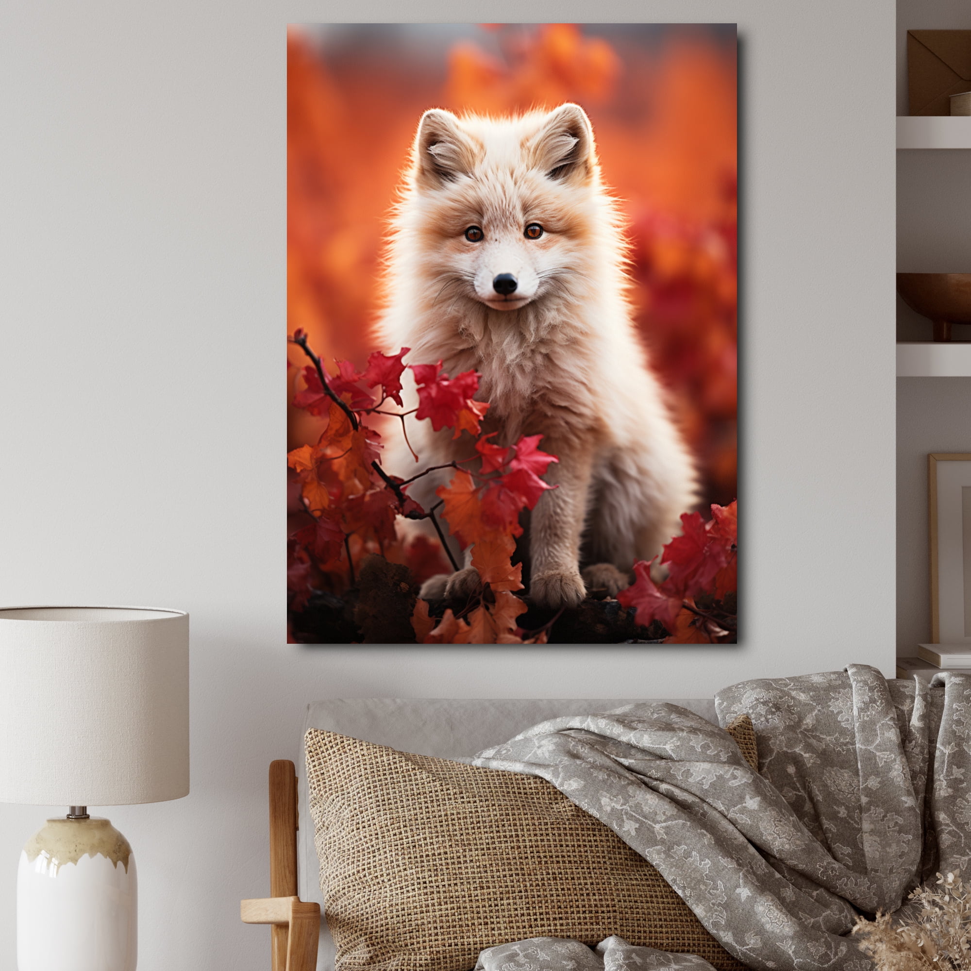 Designart "Arctic Fox Alaska Encounter" Animals Wall Art Living Room ...