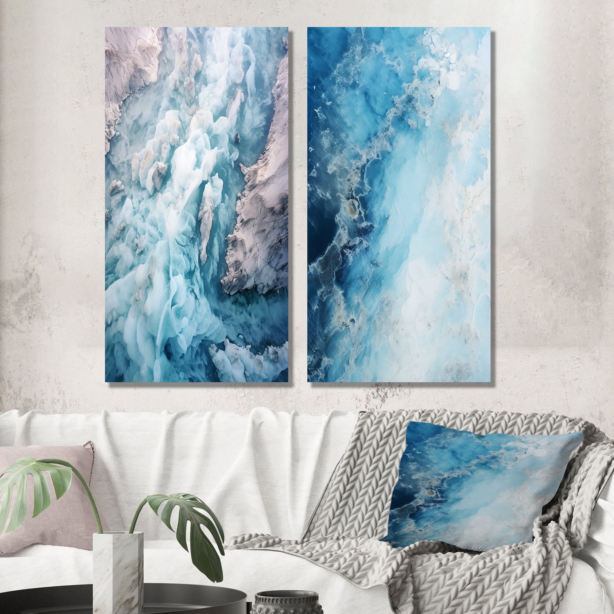 Designart "Arctic Glacier Landscape Aerial Perspective IV" Glacier Wall ...