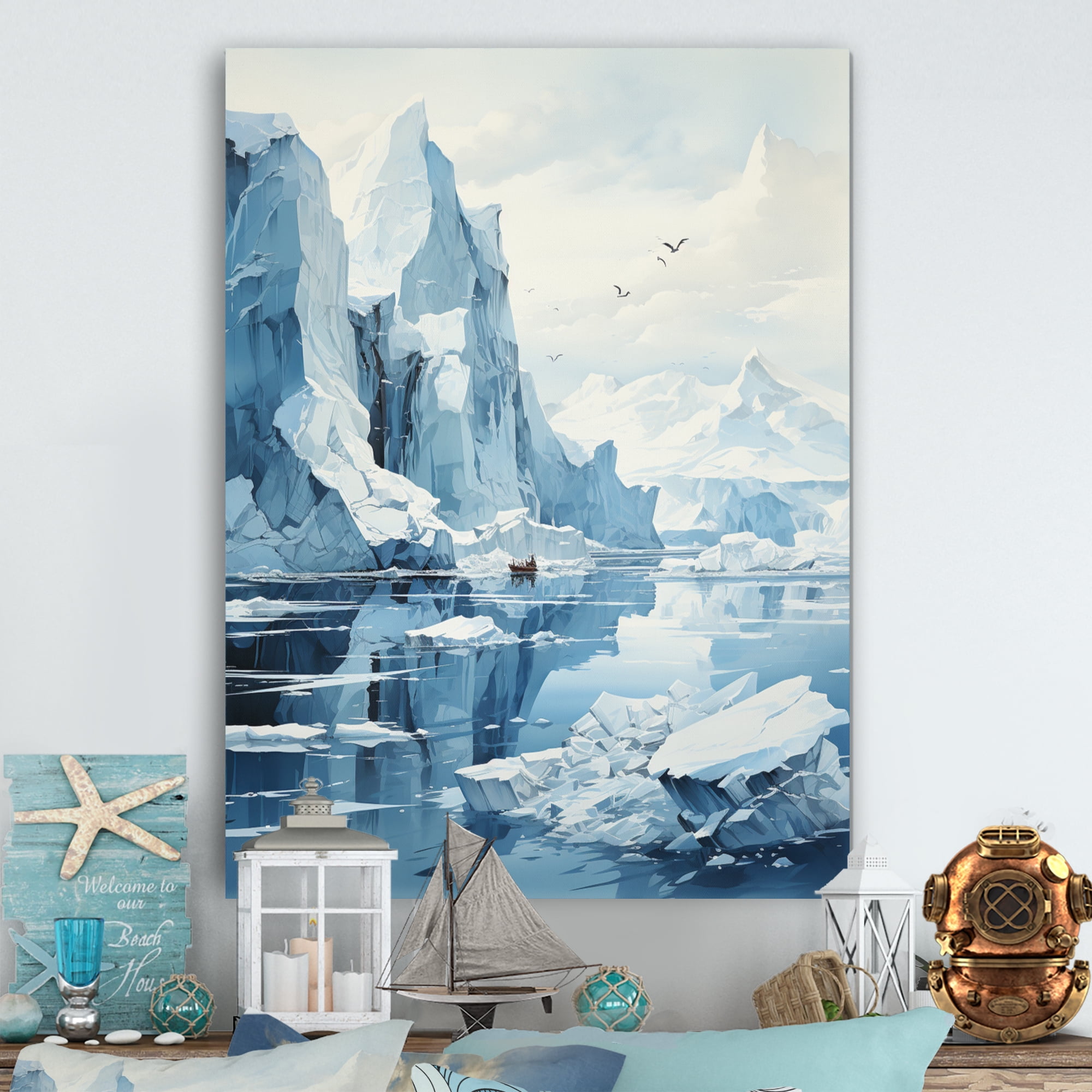 Designart "Arctic Majesty Blue Iceberg" Nautical & Beach Metal Wall ...