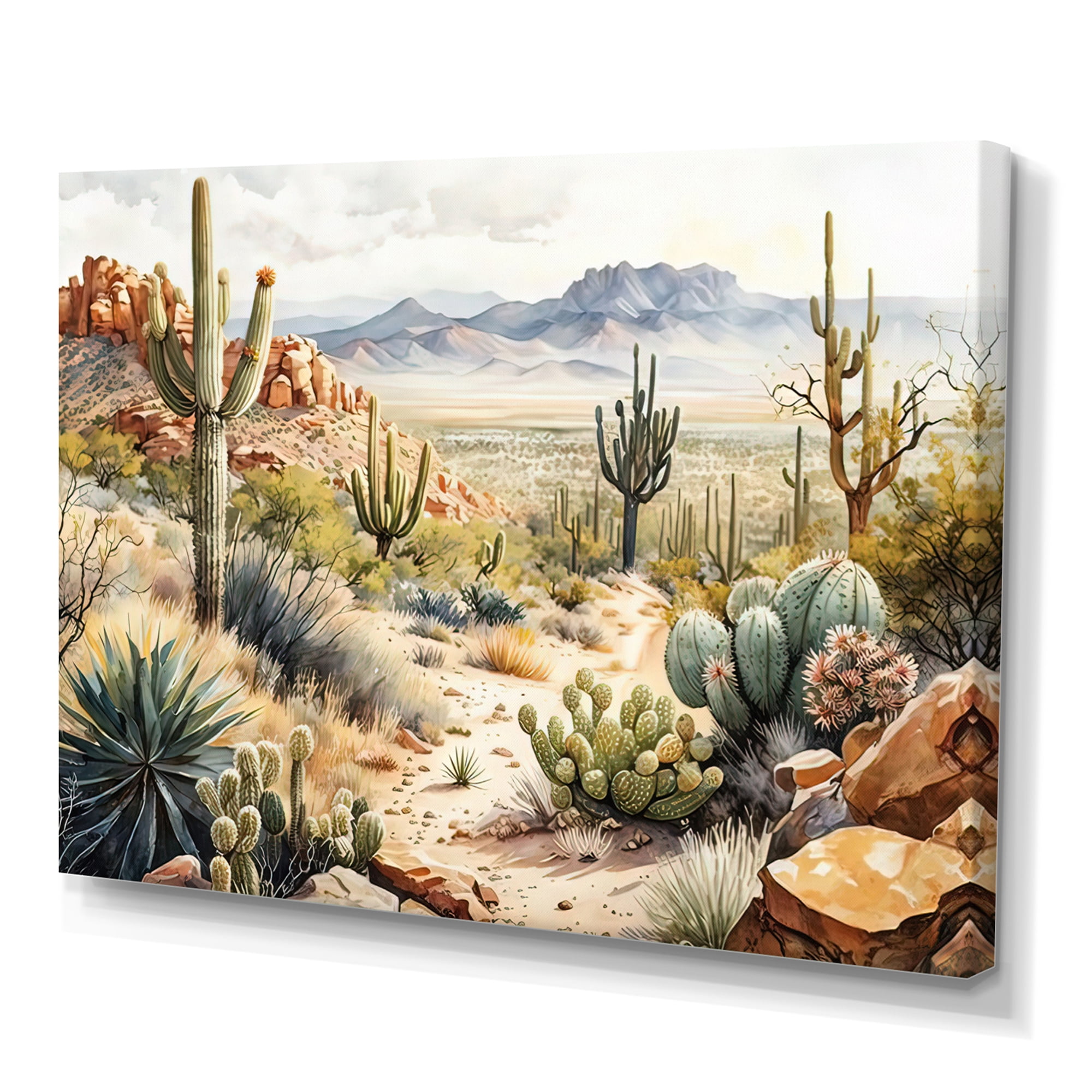 Free Shipping! Designart Arizona Desert Cactus Canvas Wall Art ...