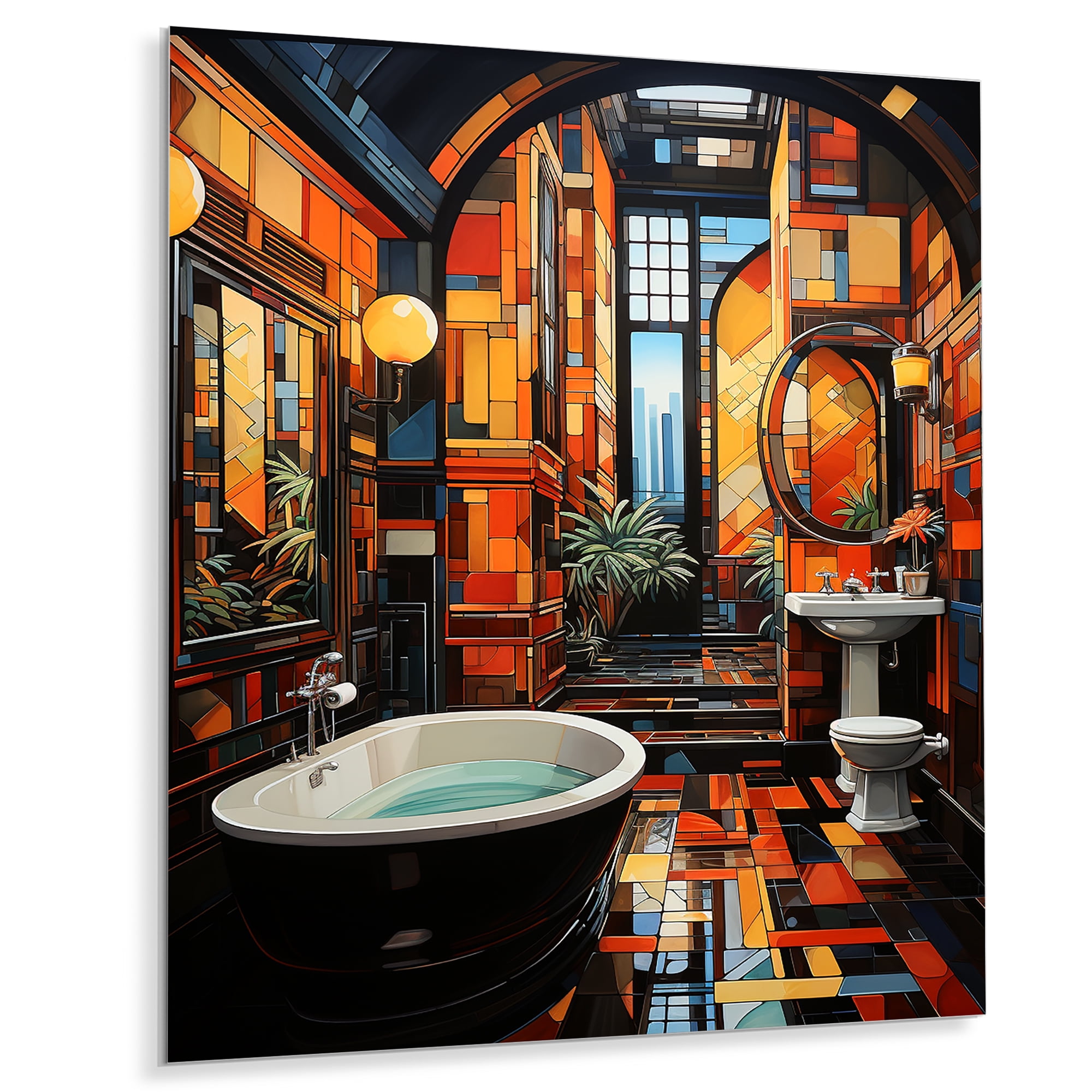 Designart "Art Deco Bathroom Glam" Bathroom Metal Wall Art - Walmart.com