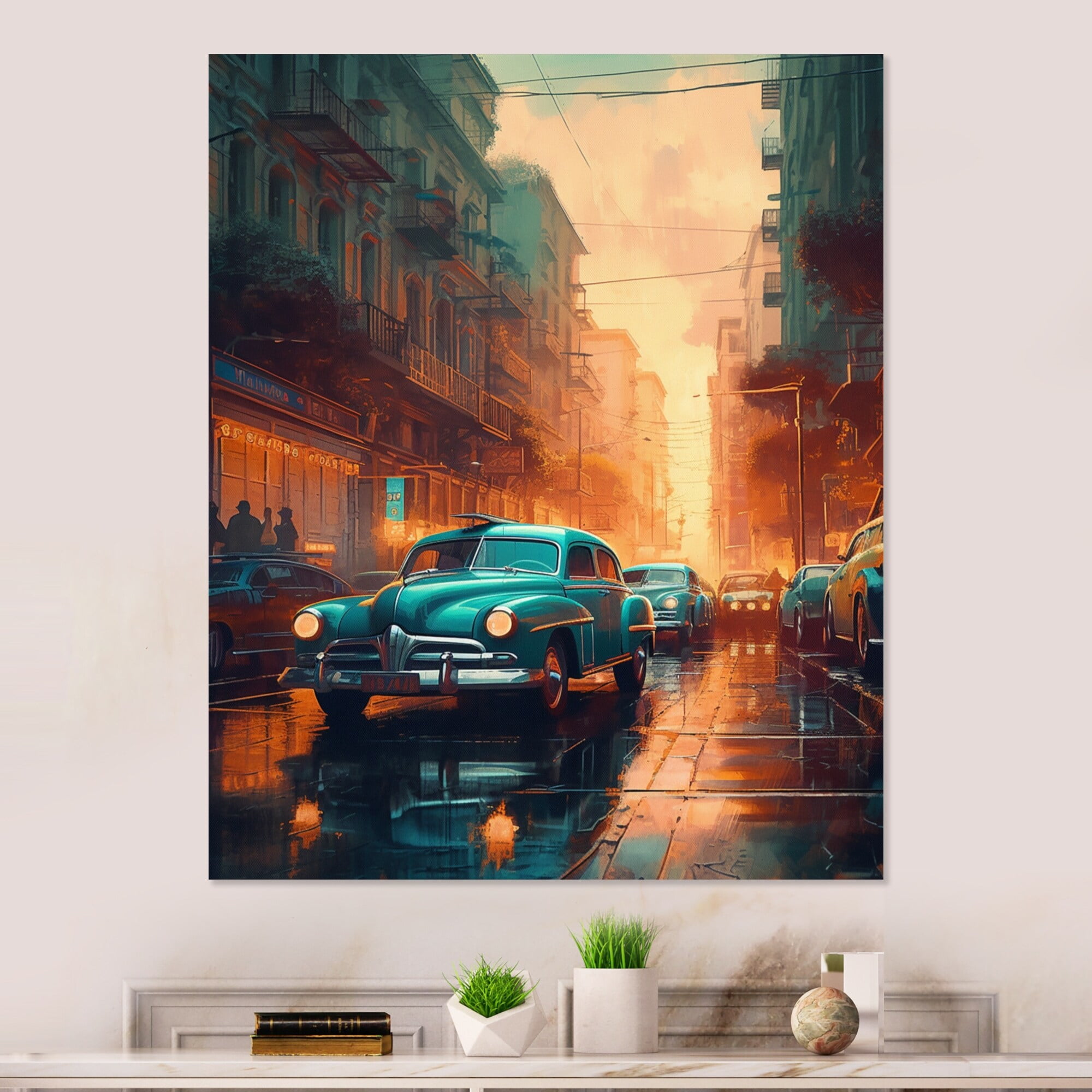 Designart "Art Deco Cityscapes Unveiled Blue And Yellow IV" City Art ...