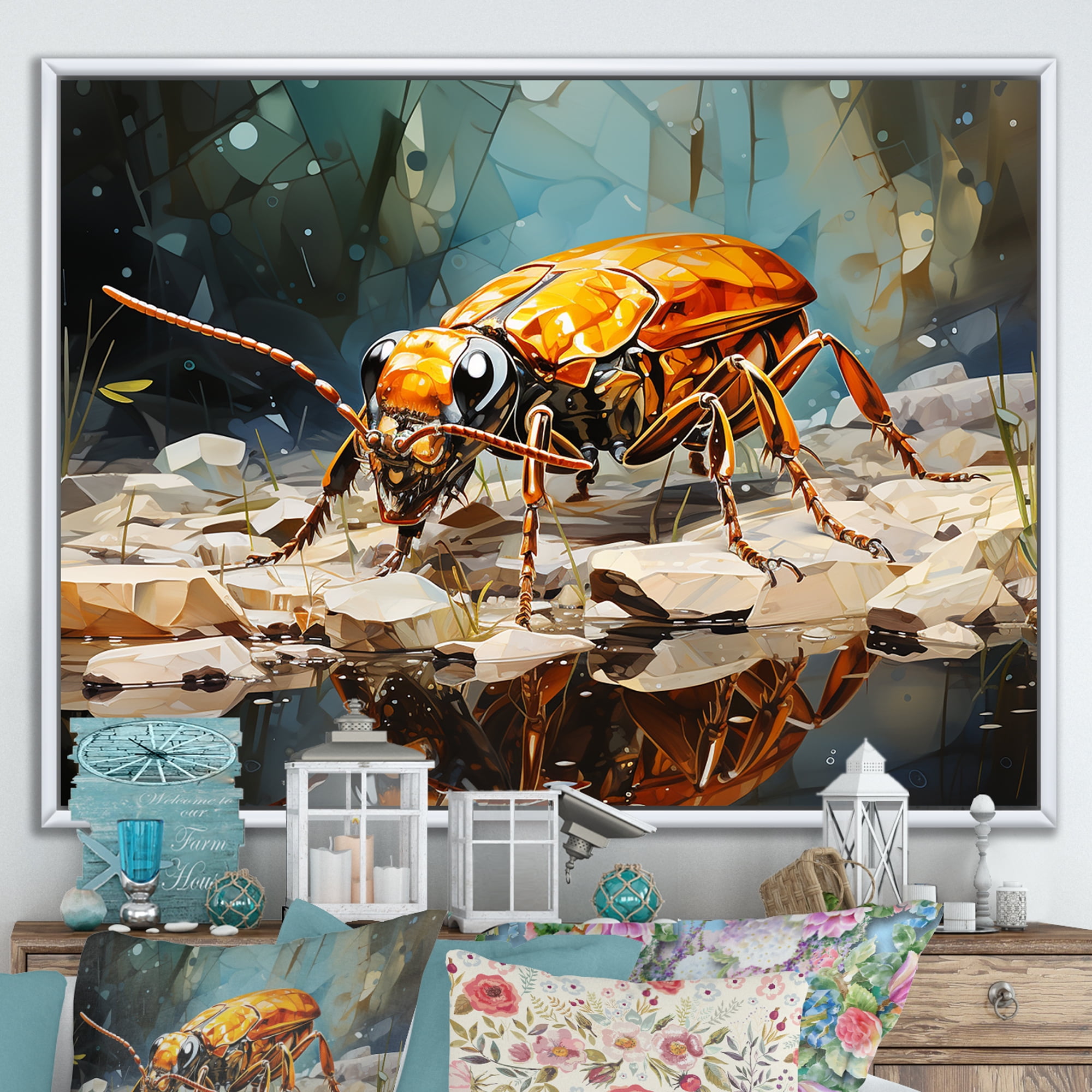 Designart "Art Deco-Styled Forager Ant In Gold" Animals Ant Floater ...