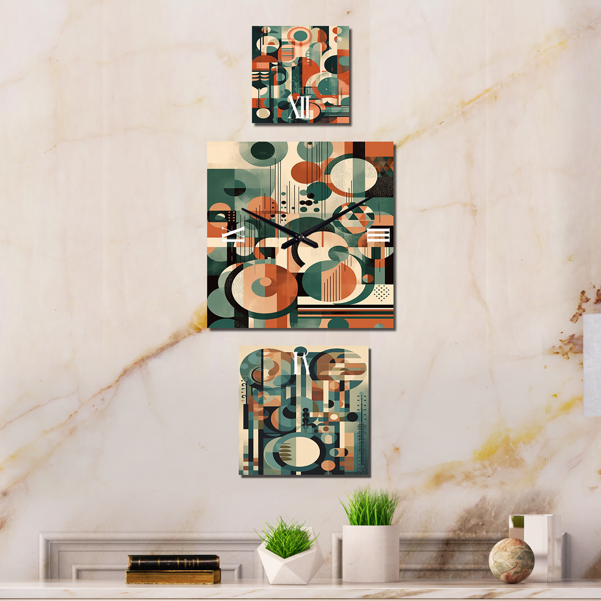 Designart "Artistic Evolution Mid Century IV" Midcentury Oversized Wall ...