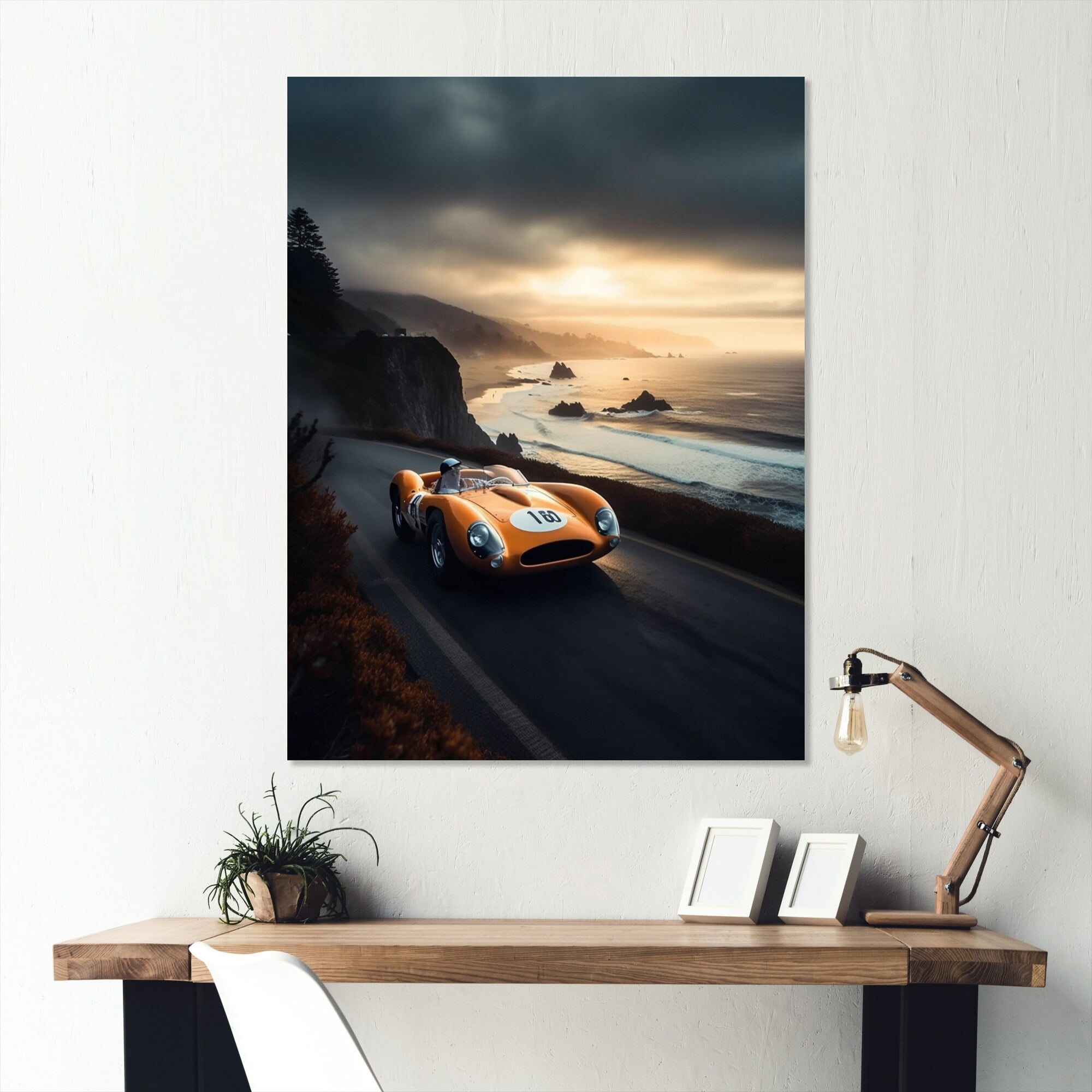 Designart "Artistic Homage to Retro Cars in Orange and Black" Retro Car ...