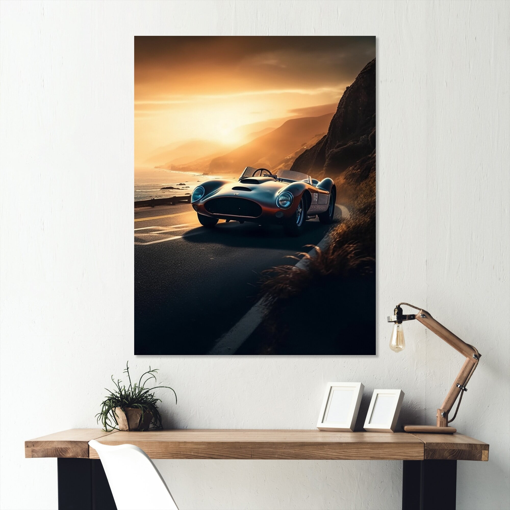 Designart "Artistic Homage to Retro Cars in Yellow and Black" Retro Car ...