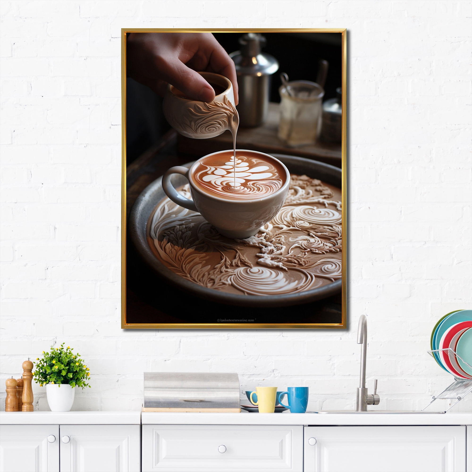 Designart "Artistry by the Barista s Hand II" Food & Beverage Floater ...