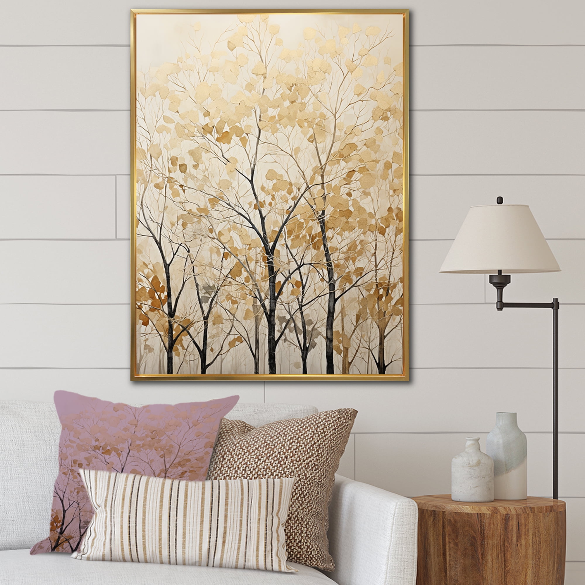 Designart "Artwork Featuring A Harmonious Beige Tree VI" Landscape ...