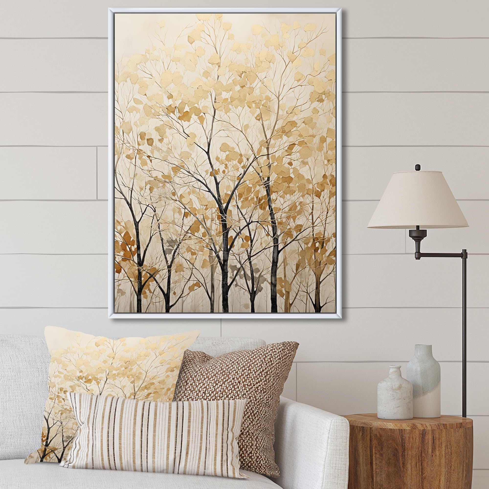 Designart "Artwork Featuring A Harmonious Beige Tree VI" Landscape ...