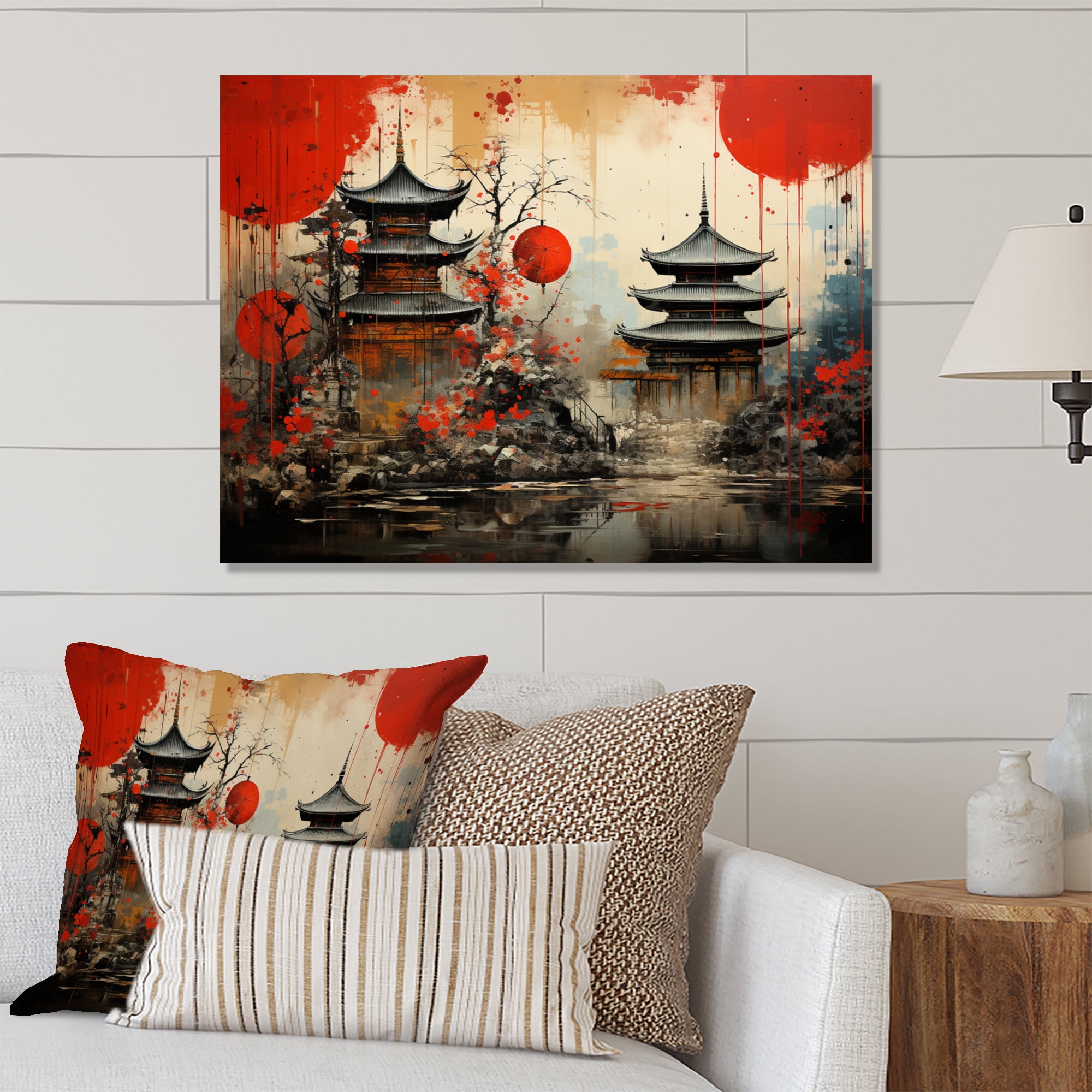 Designart "Asian Art City Fusion" Asian Metal Art Living Room - Walmart.com