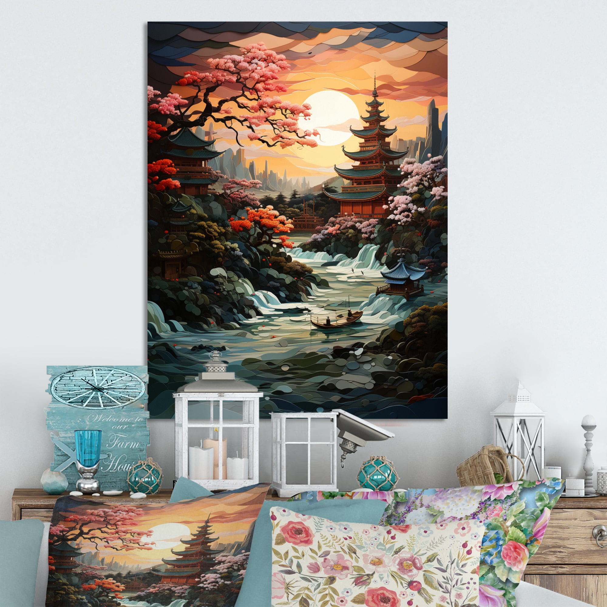 Designart "Asian Art Jade Palace horizon I" Asian Metal Wall Art Prints ...