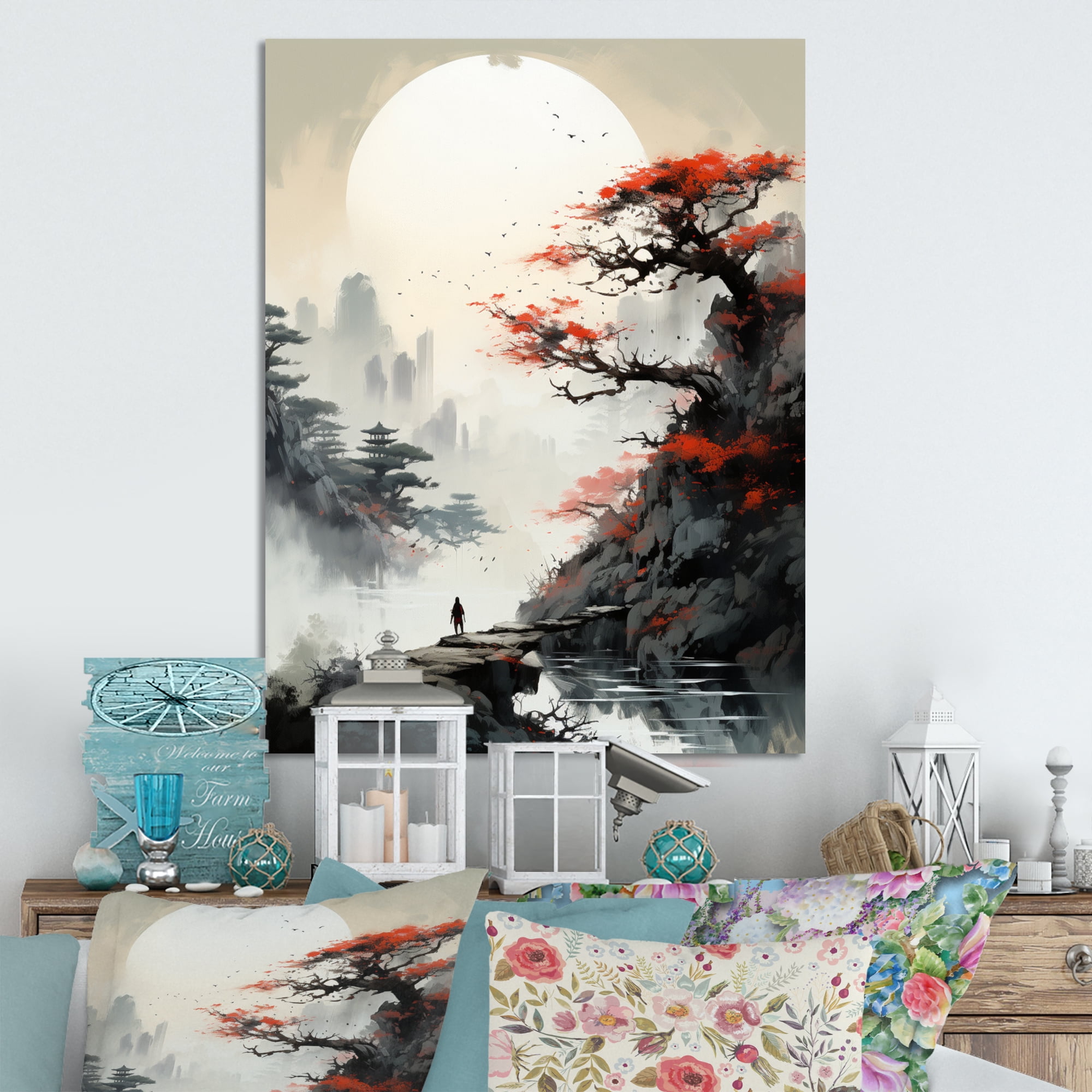 Designart "Asian Art Samurais horizon III" Asian Metal Wall Decor ...