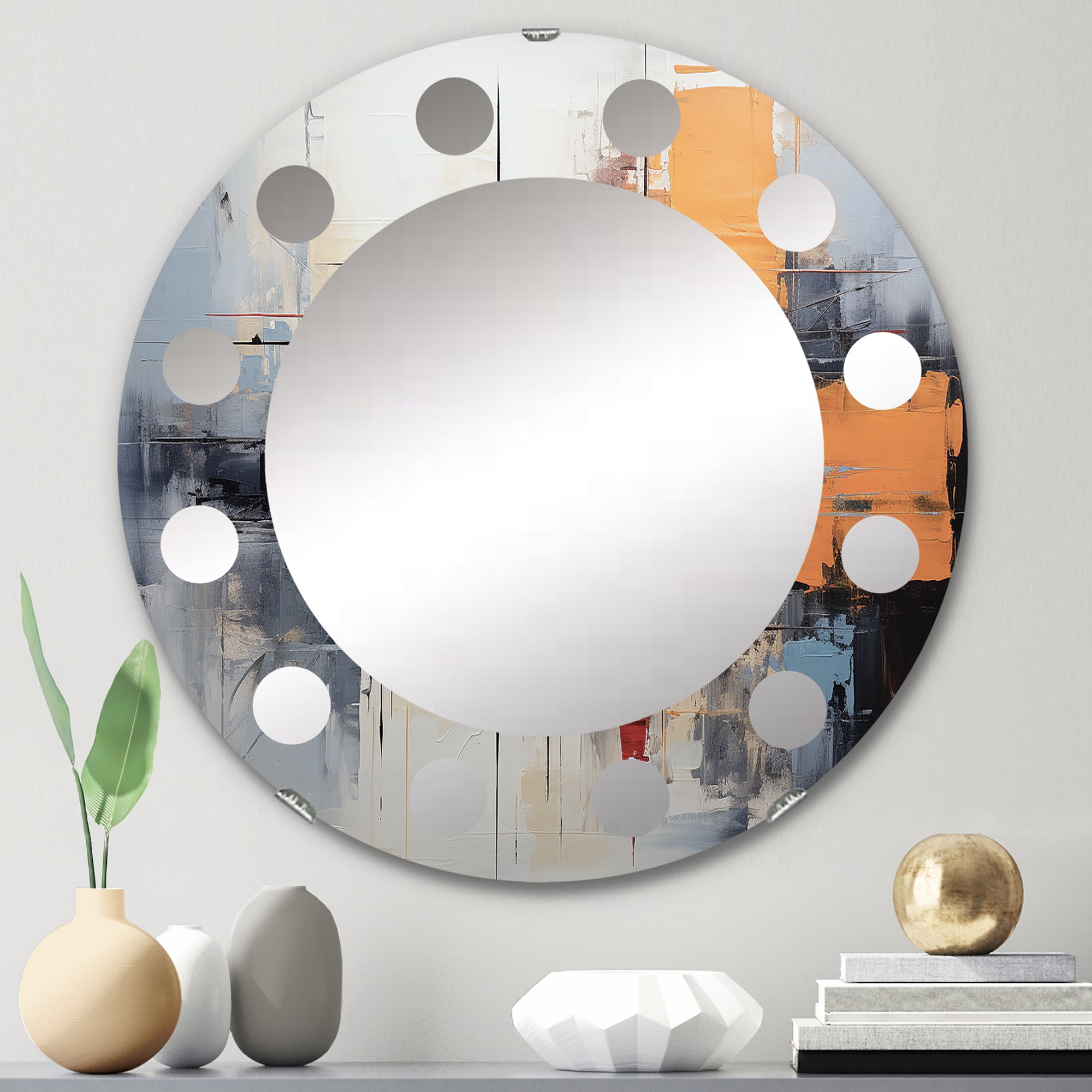 Designart "Asian Art modern Expression II" Abstract Collages Round Wall ...