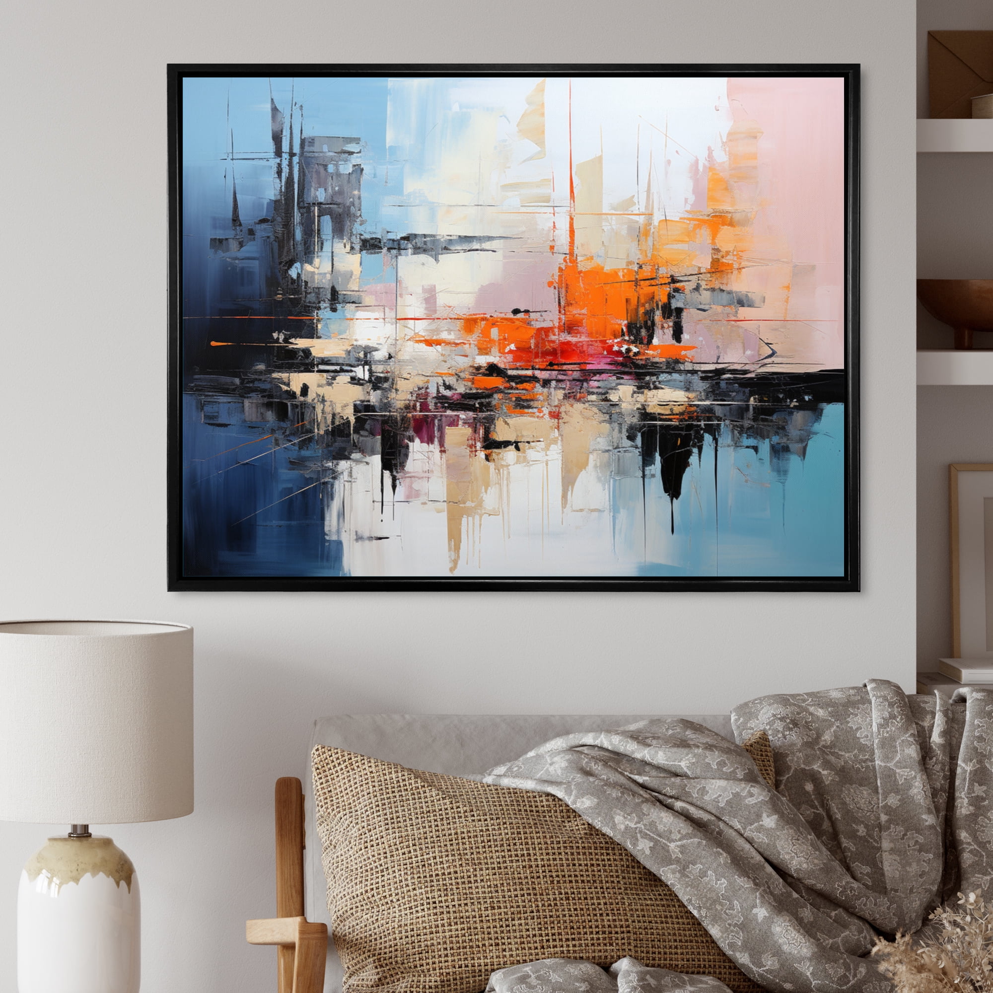 Designart "Asian Art modern Expression III" Abstract Collages Floater ...