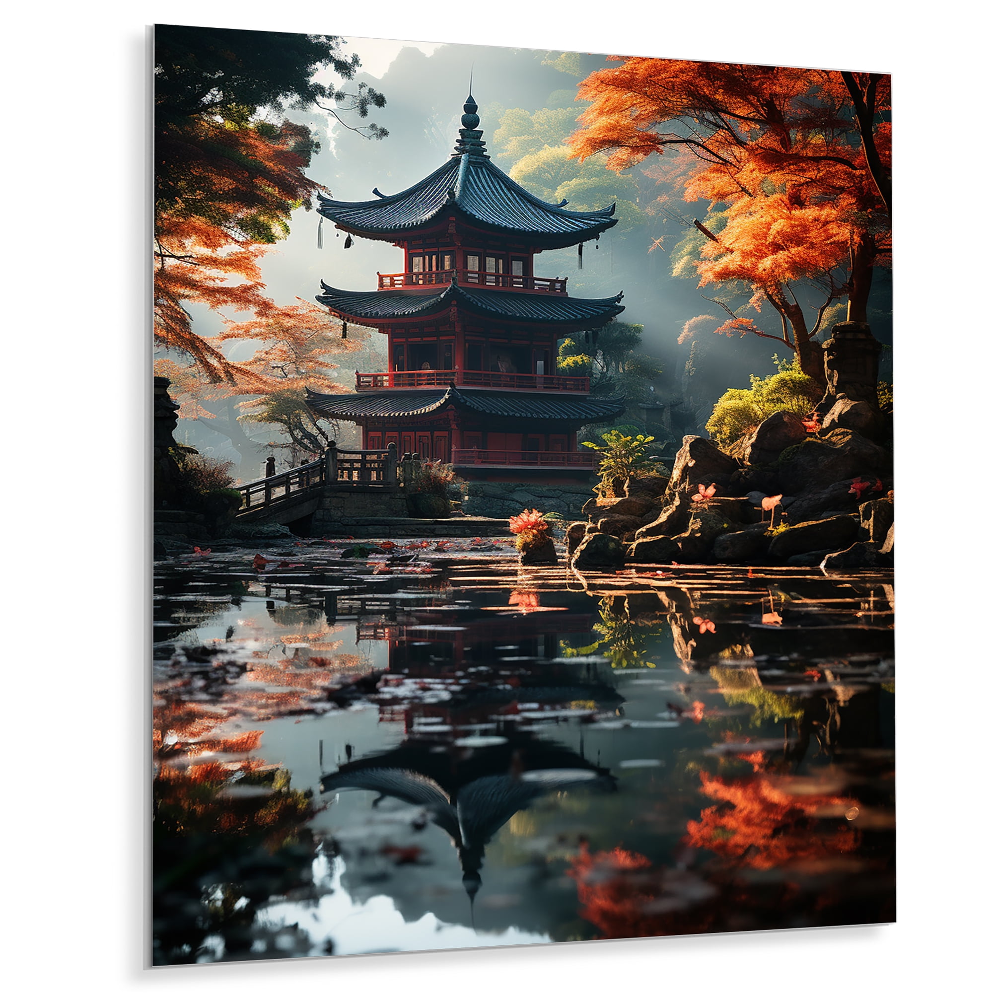 Designart "Asian Art peaceful Pagoda IX" Asian Metal Wall Decor ...