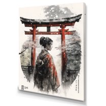 Designart Japanese Landscape In Watercolor Canvas Wall Art - Walmart.com