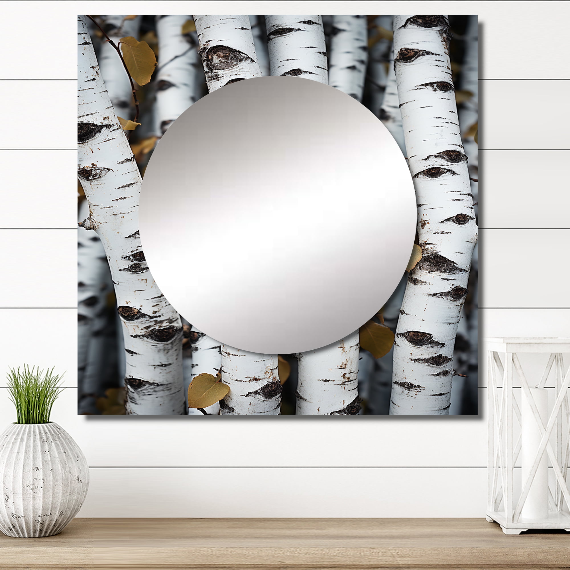 Designart "Aspen, Colorado White Forest Trees II" Botanical Square ...