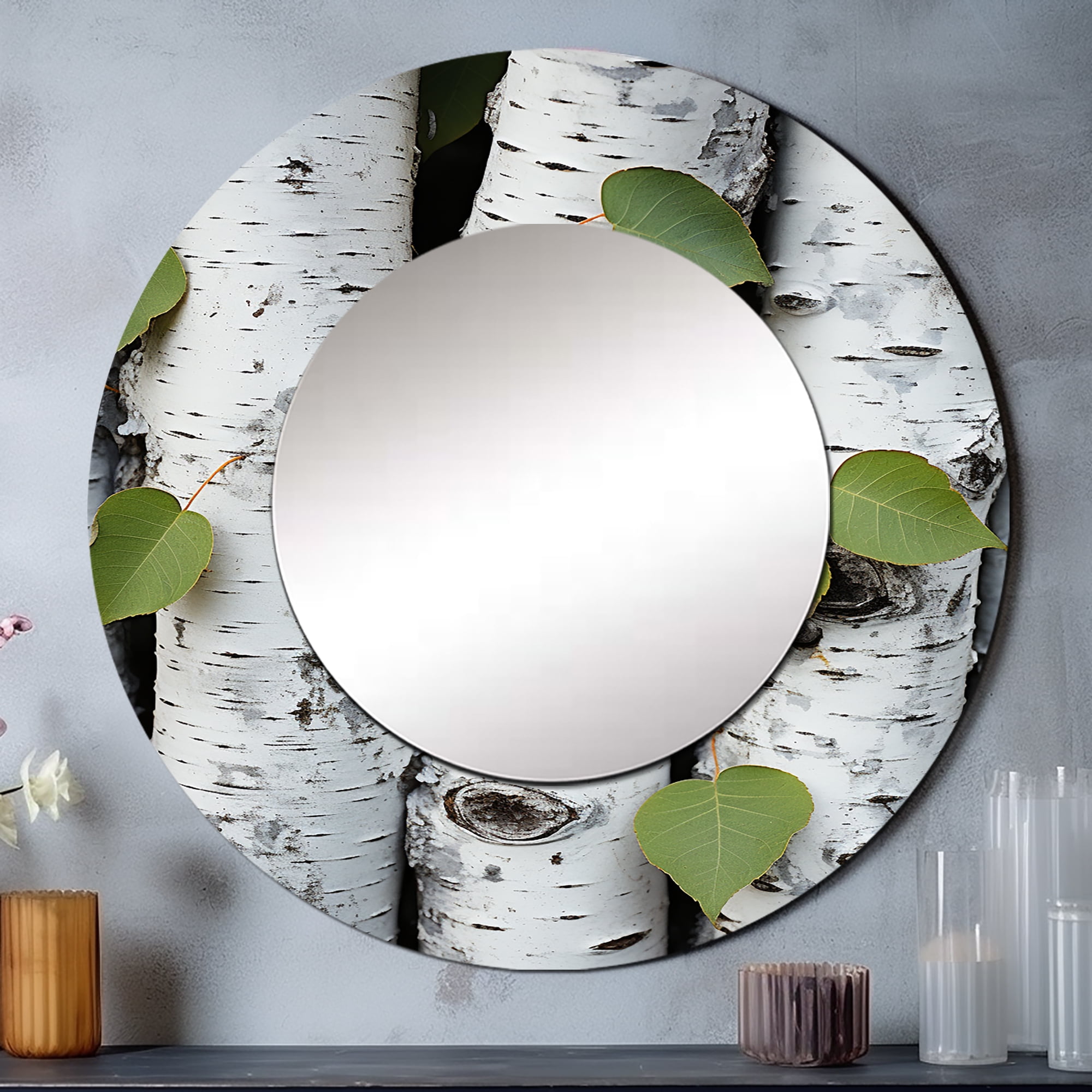 Designart "Aspen, Colorado s White Forest Trees I" Botanical Rund ...