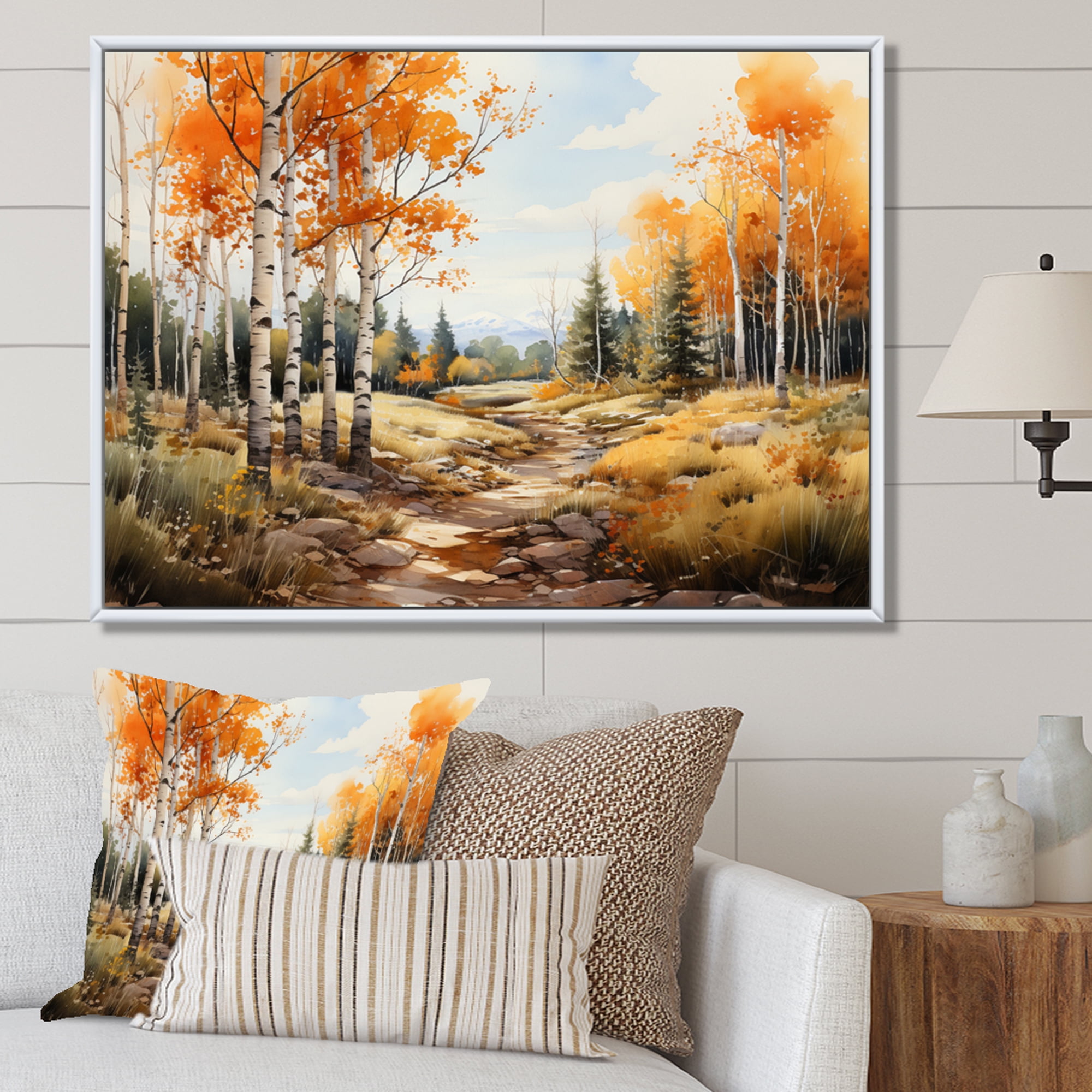 Designart "Aspen Forest Colors Orange and Yellow Palette II" Landscapes ...