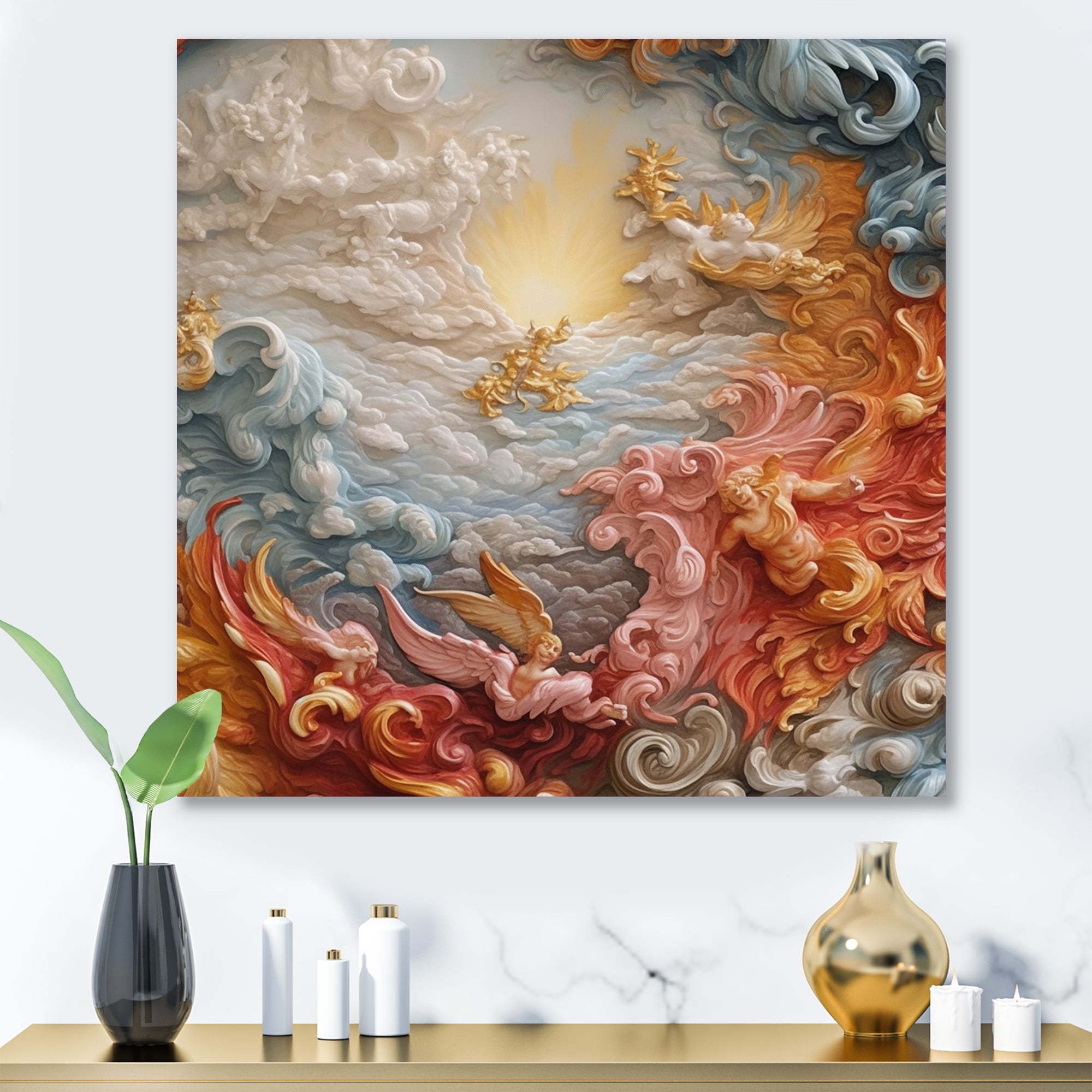 Designart "Astrology Nebula Marble in Cream V" Abstract Shapes Metal ...