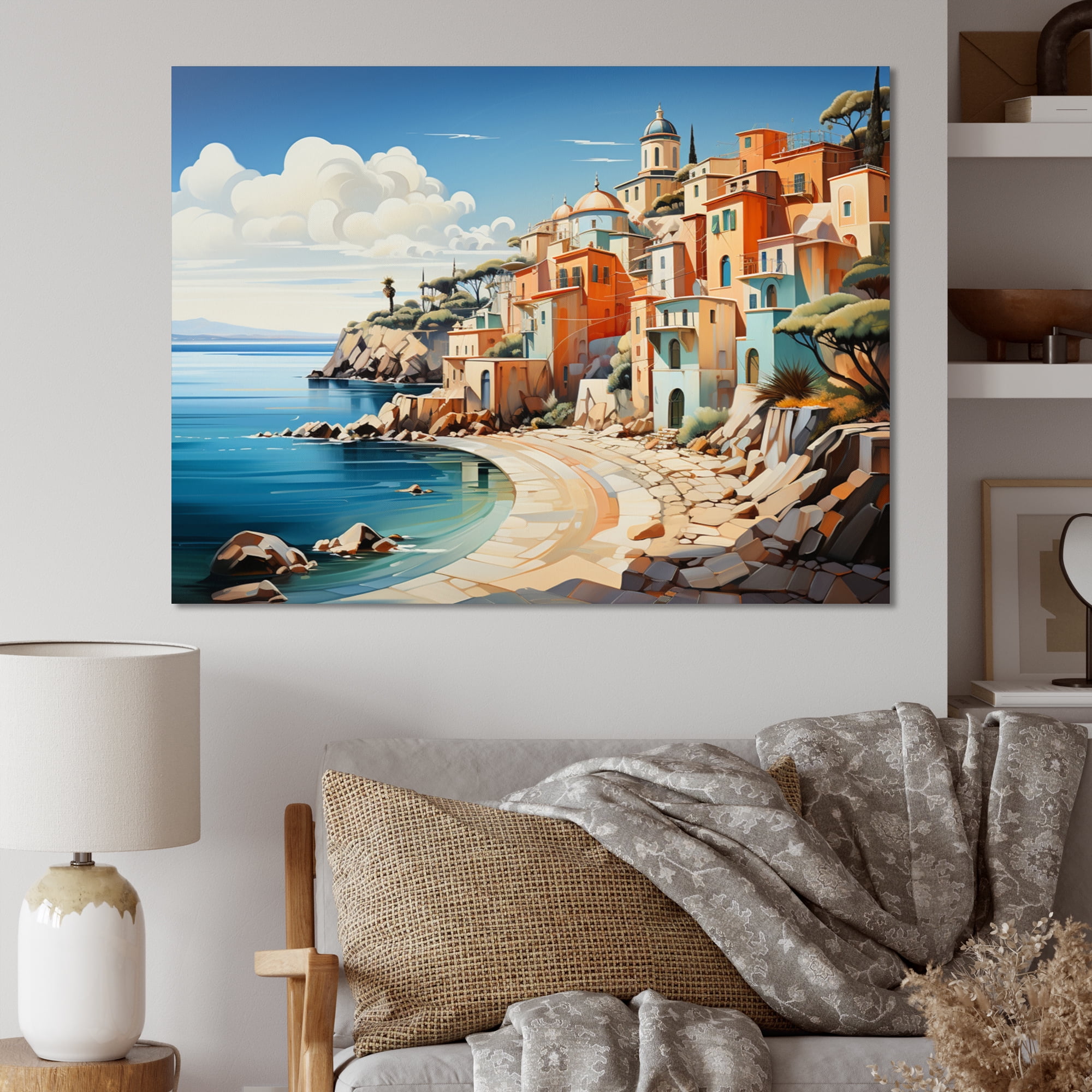 Designart "At Antibes French Seaside wall art I" Beach Wall Art Print ...