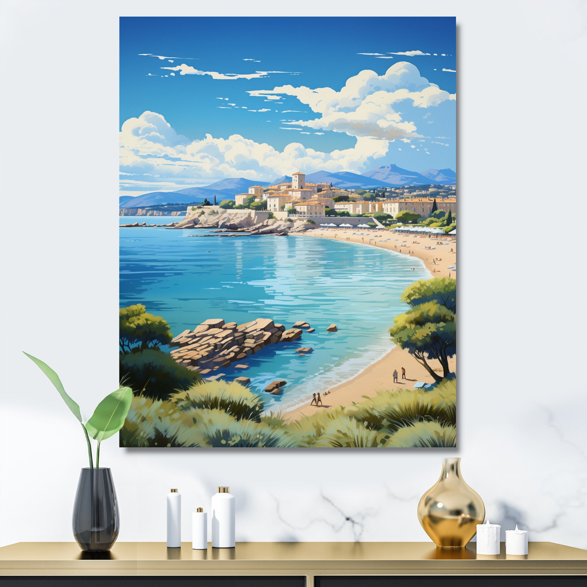 Designart "At Antibes French Seaside wall art II" Nautical & Beach Wall ...