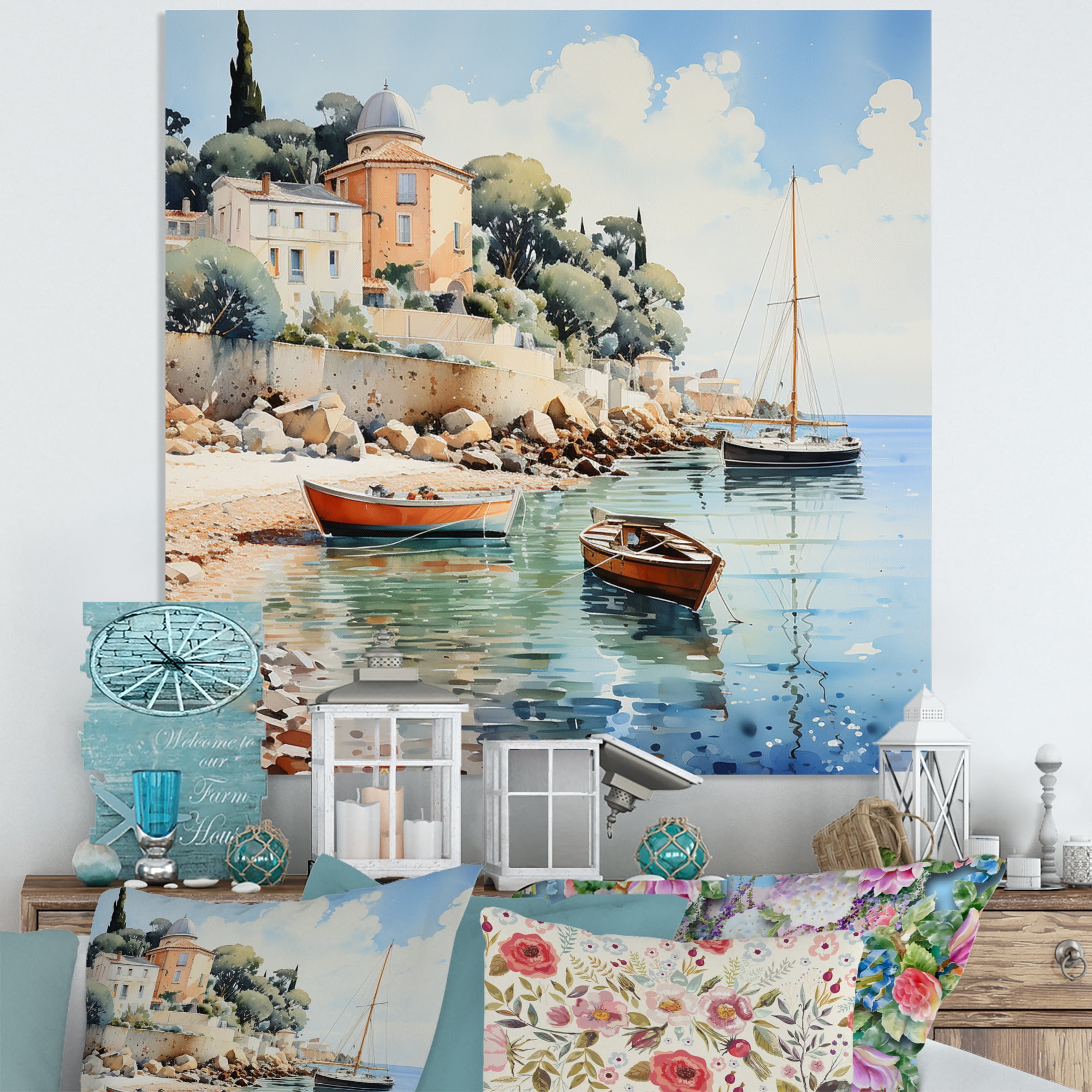 Designart "At Antibes French Seaside wall art IV" Nautical & Beach ...