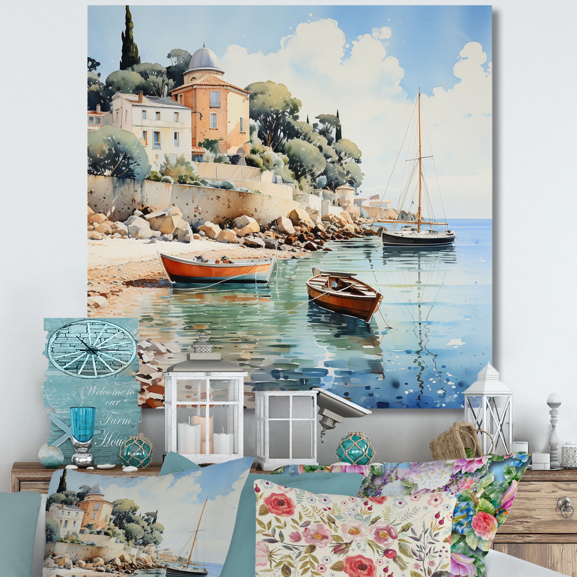 Designart "At Antibes French Seaside wall art IV" Nautical & Beach Wall ...