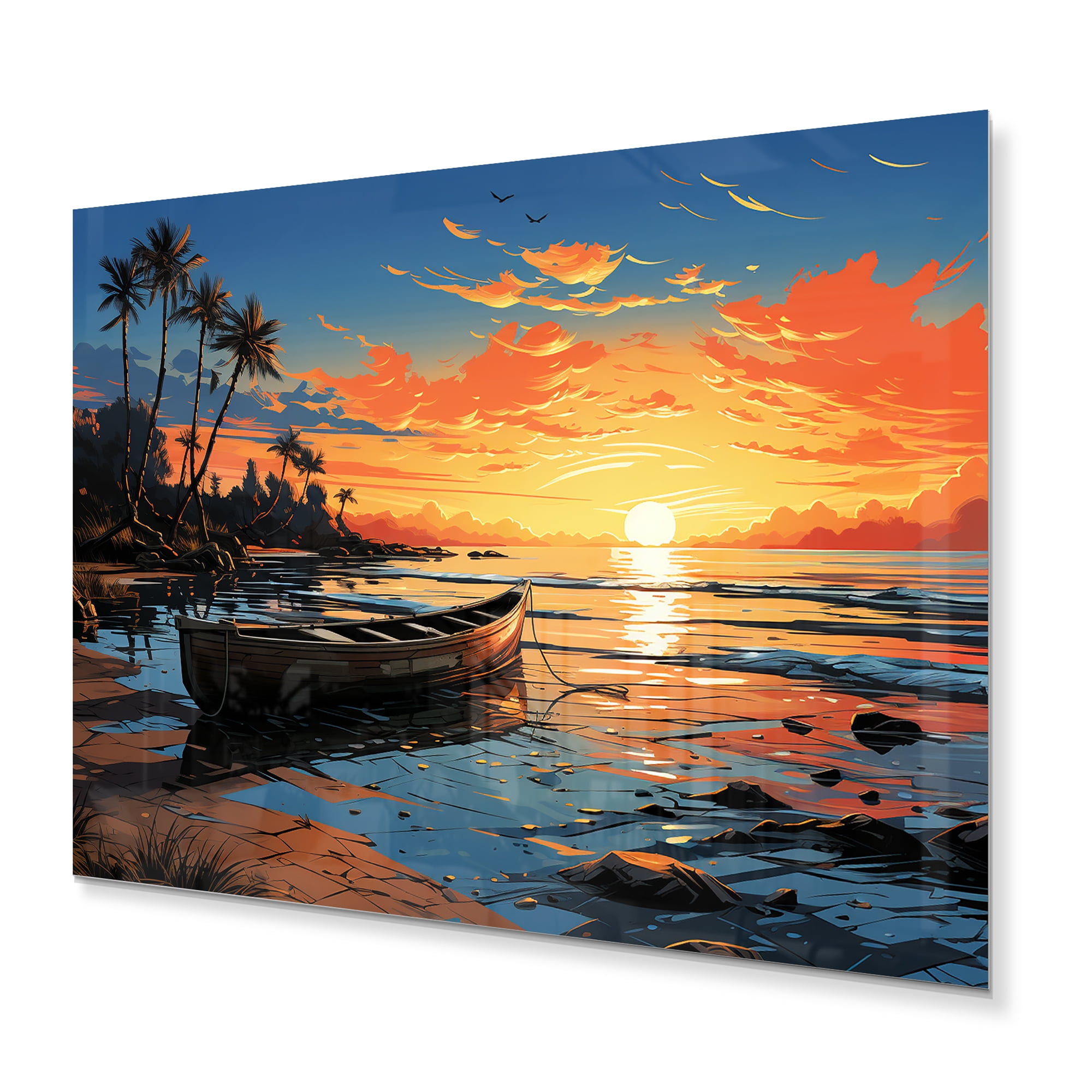 Designart "At Dusk Coastal tropical Boat painting IV" Nautical & Beach ...