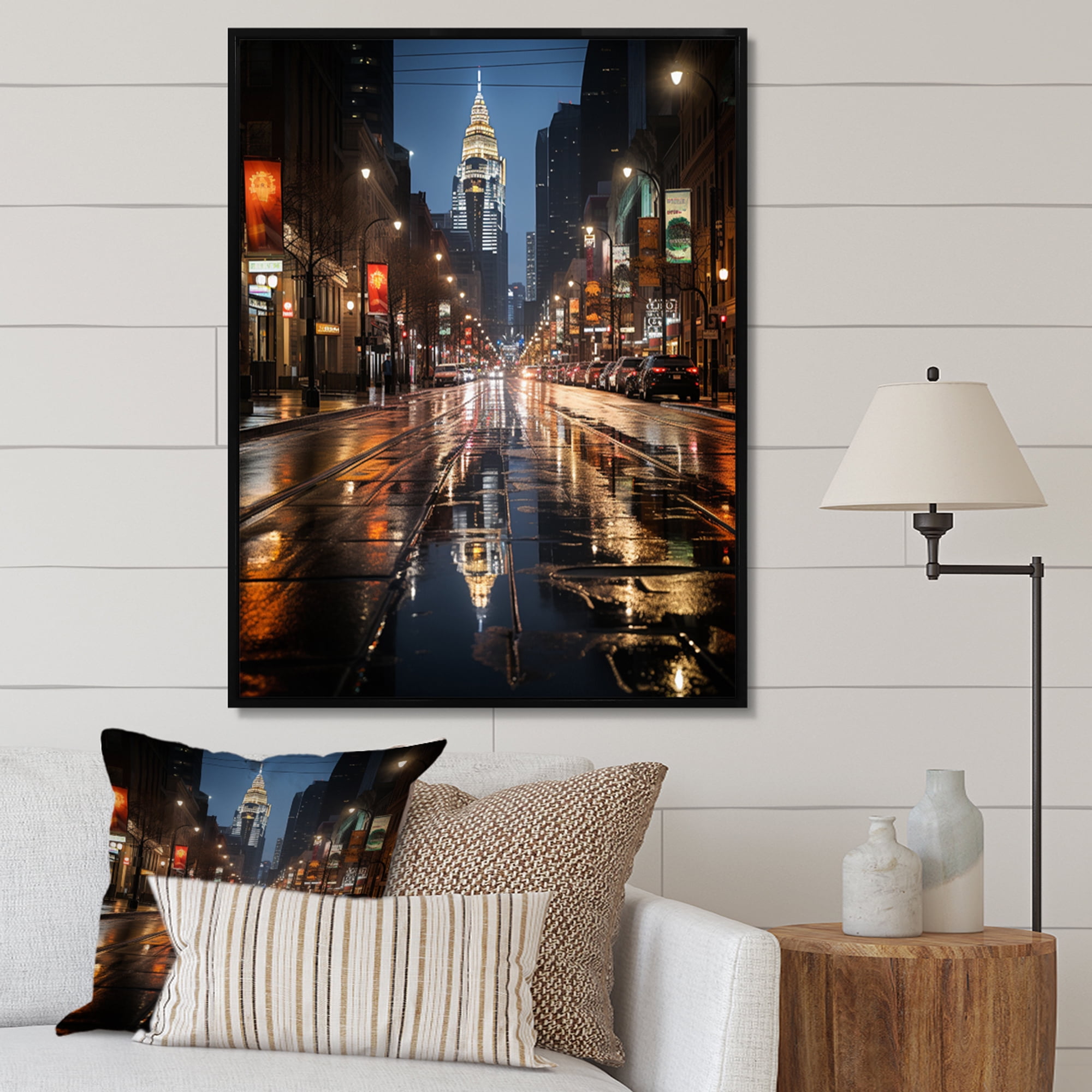 Designart "At Night Charlotte Cityscape art painting III" Cityscapes ...