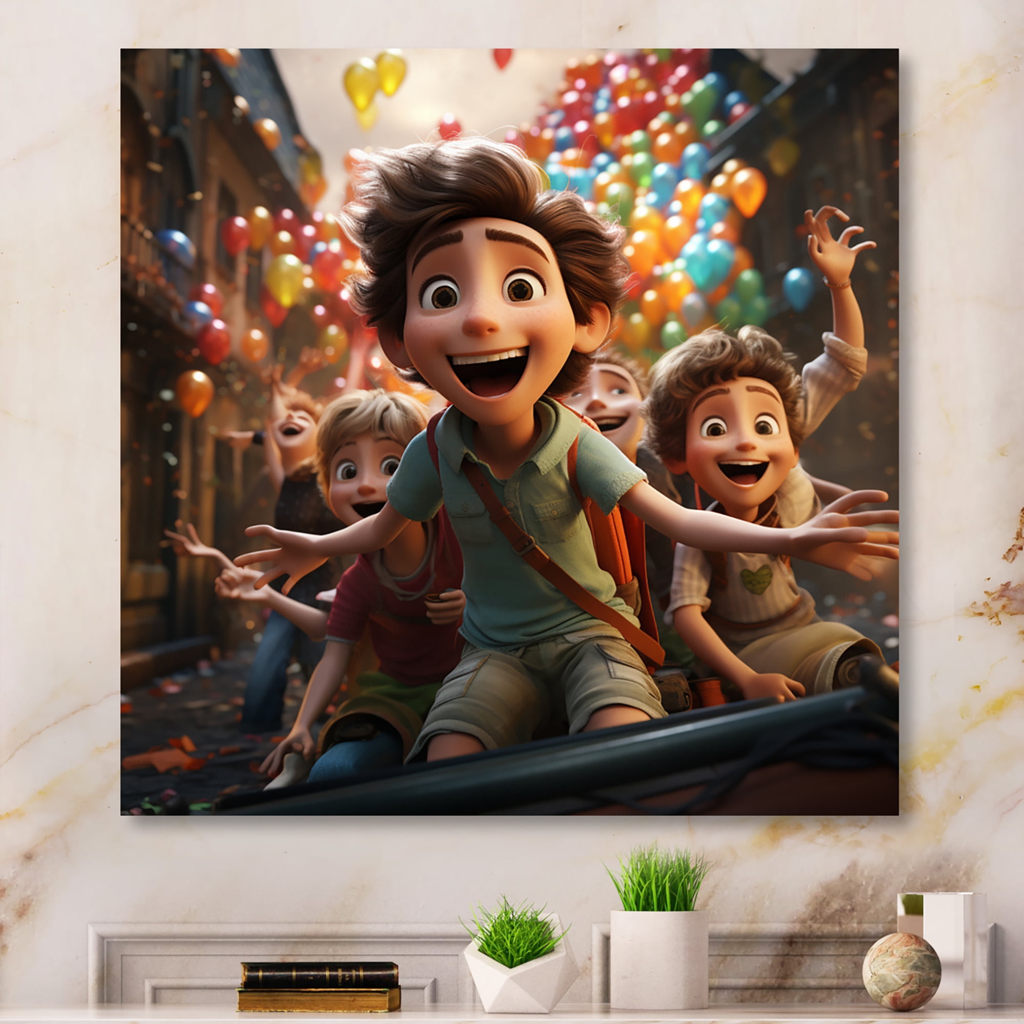 Designart "At The Animation Amusement II" Animation Canvas Art Print ...